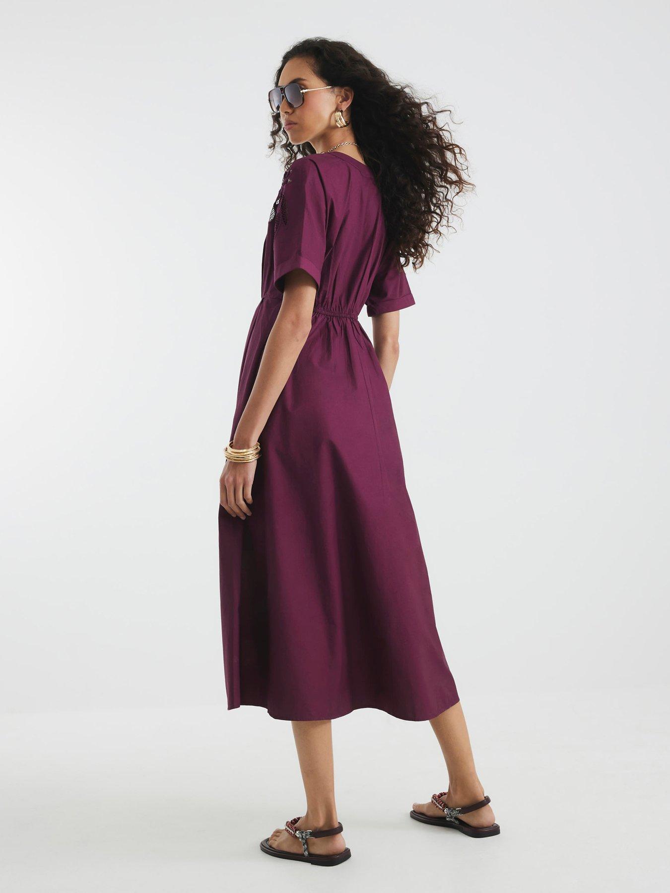 River Island Cutwork Midi Dress - Red | Littlewoods
