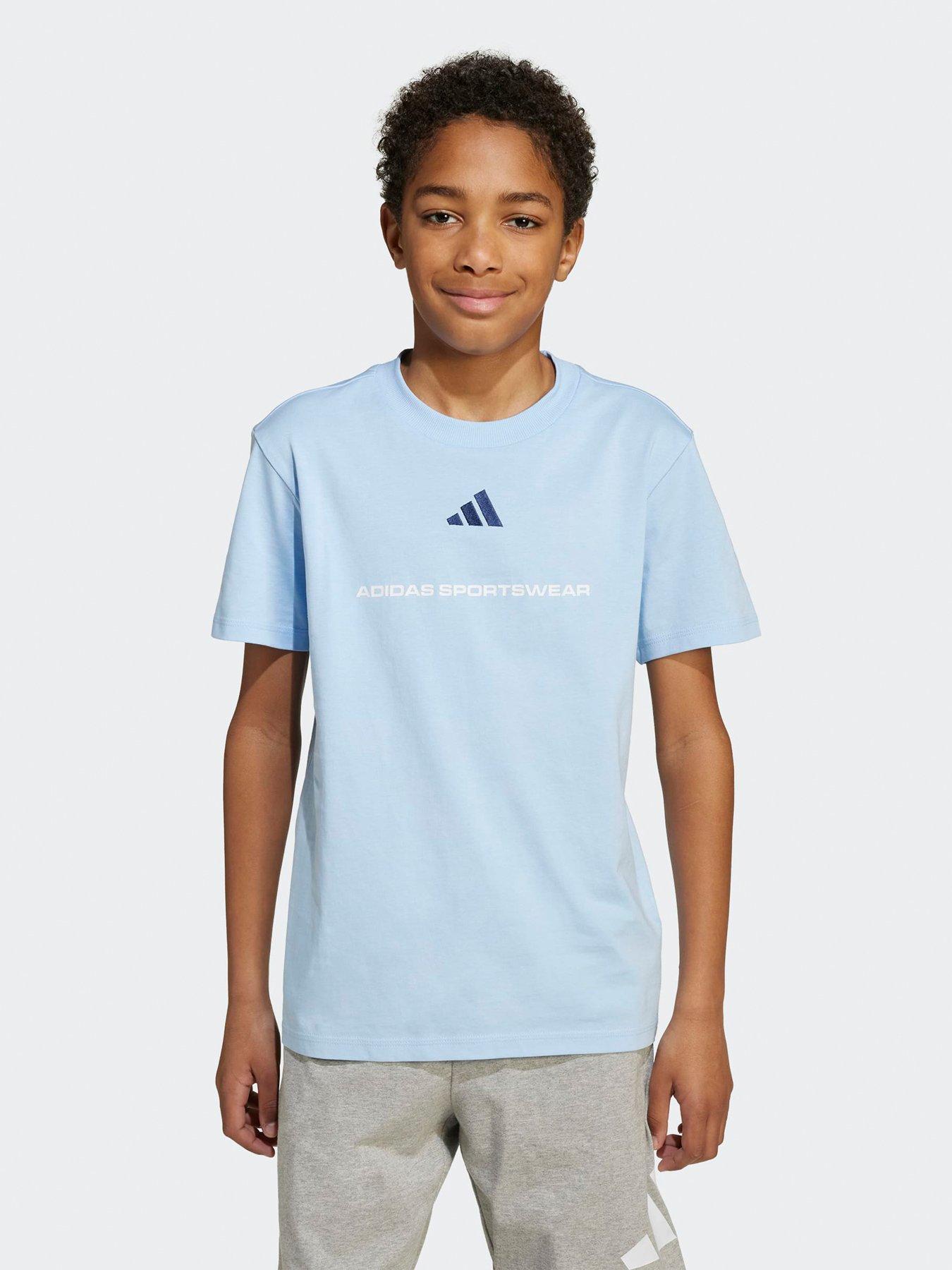 adidas Sportswear Junior Boys Logo T-Shirt- Blue | Littlewoods