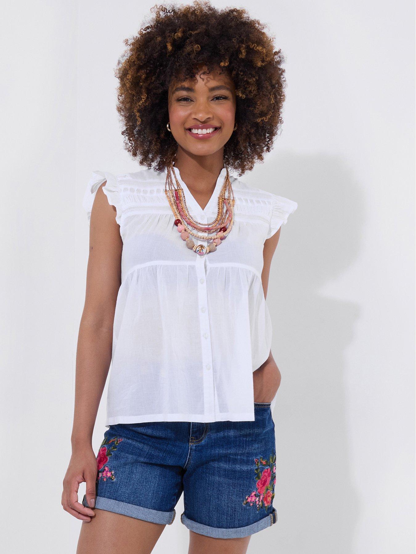 Joe Browns Prettiest Pintuck Cotton Blouse - White | Littlewoods