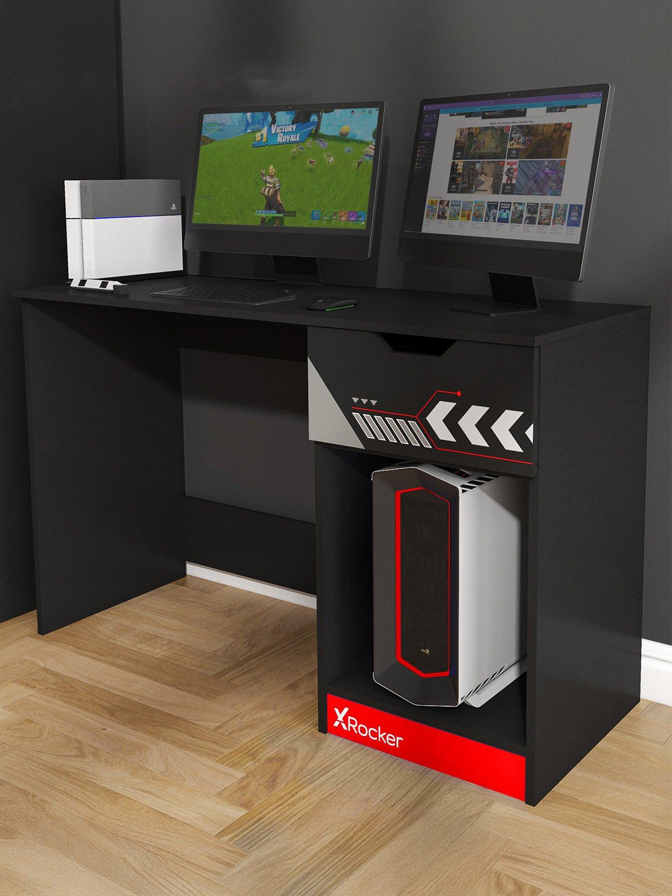X Rocker Octane Gaming Desk with Drawer - Red | Littlewoods