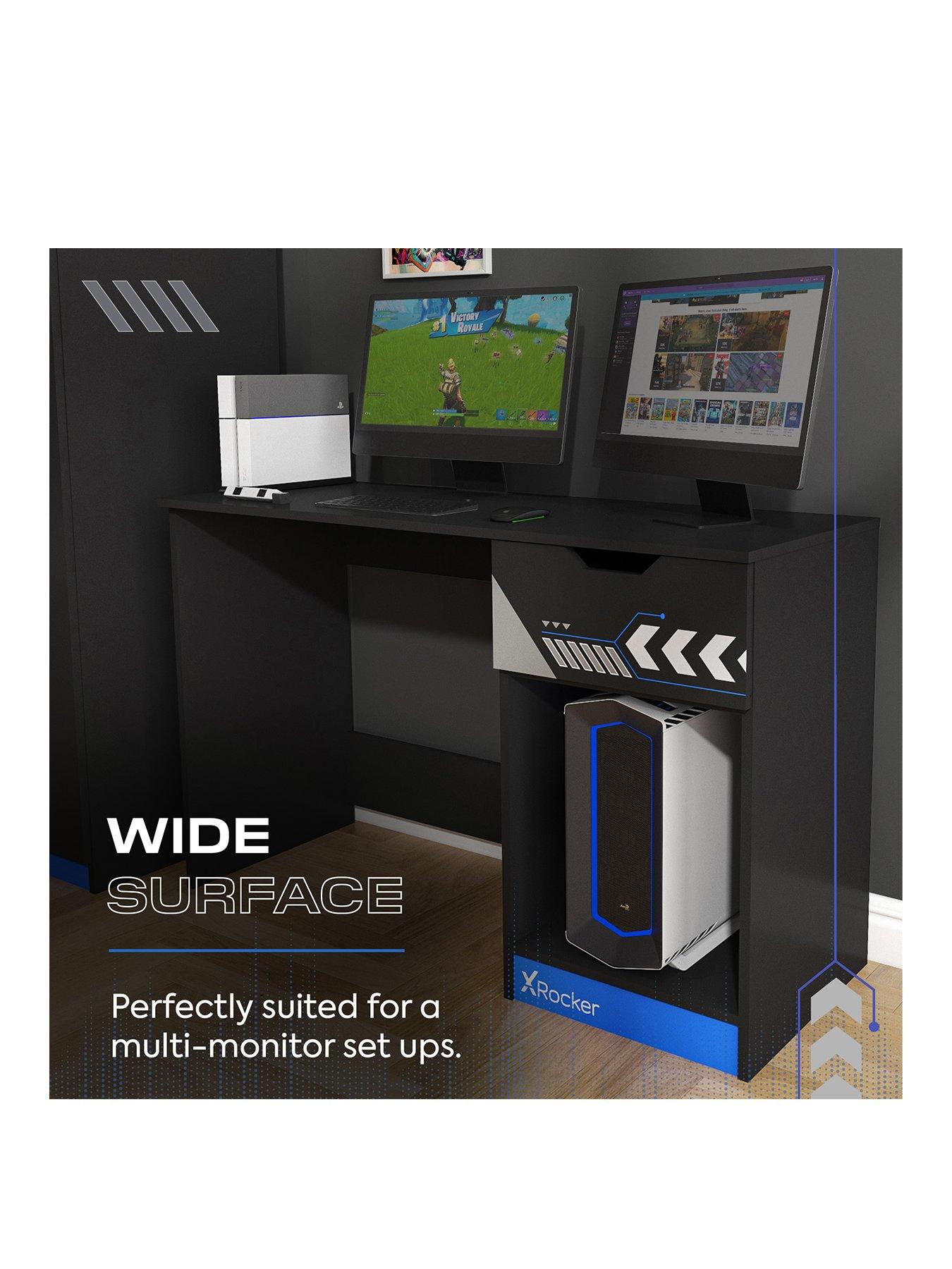 X Rocker Octane Gaming Desk with Drawer - Blue | Littlewoods