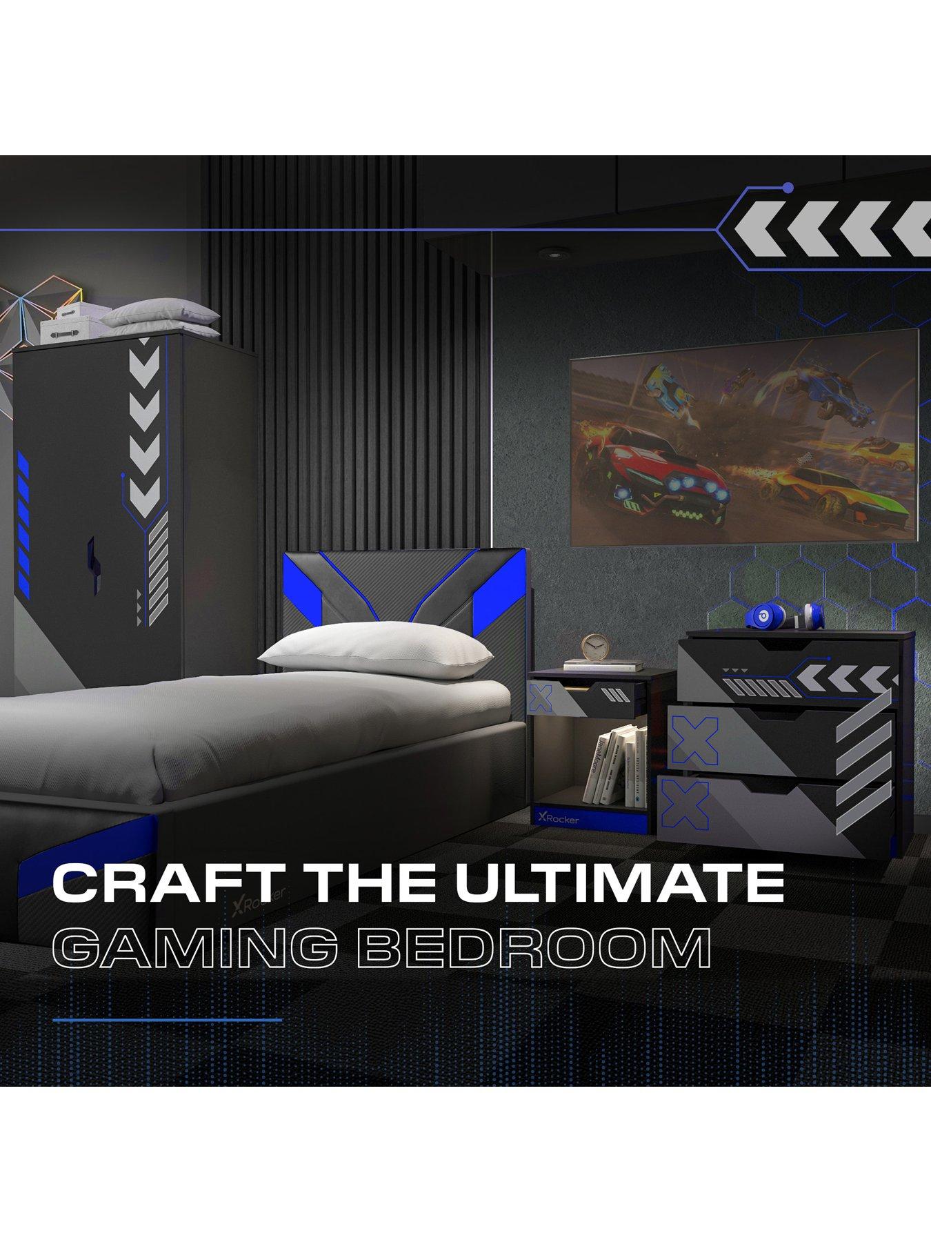 X Rocker Octane Gaming Desk with Drawer - Blue | Littlewoods