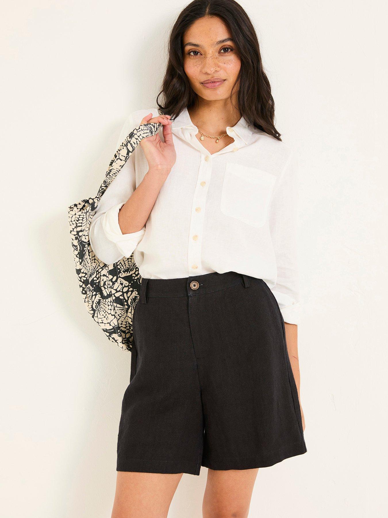 FatFace Nell Linen Short - Black | Littlewoods