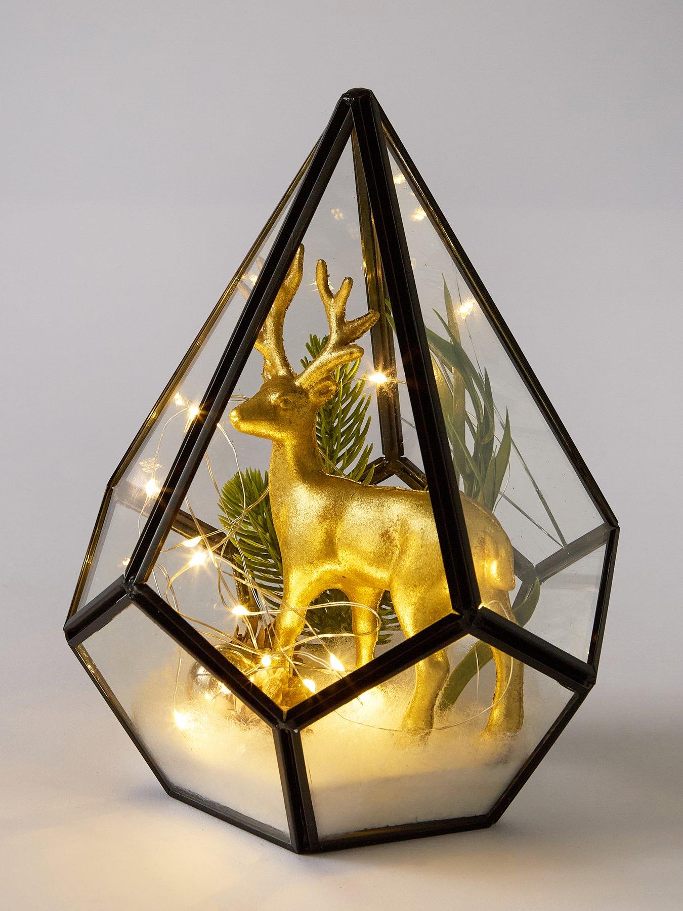 Very Home Lit Stag Terrarium Table Light Christmas Decoration | Littlewoods