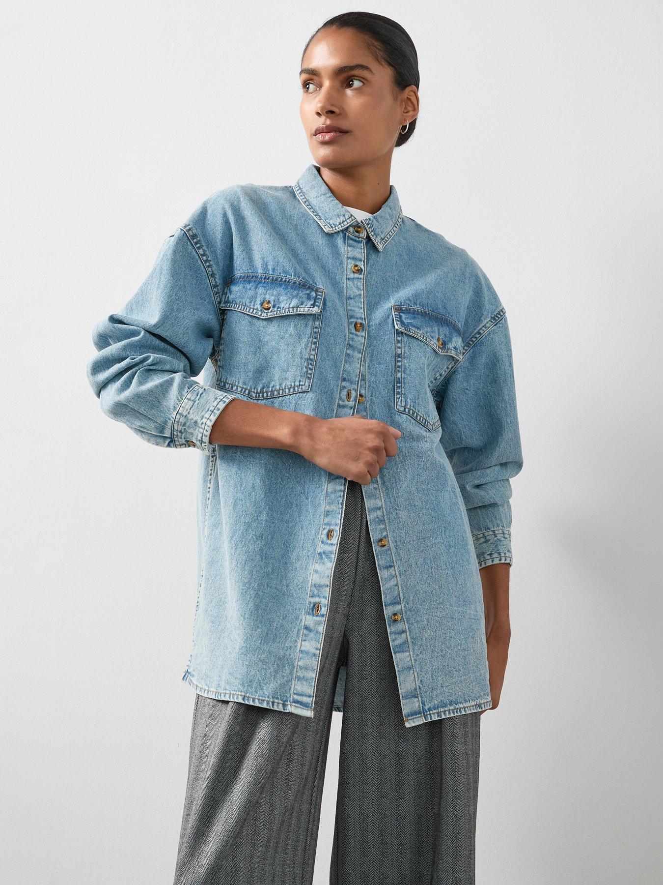 The Very Collection Longline Denim Shirt - Mid Wash | Littlewoods