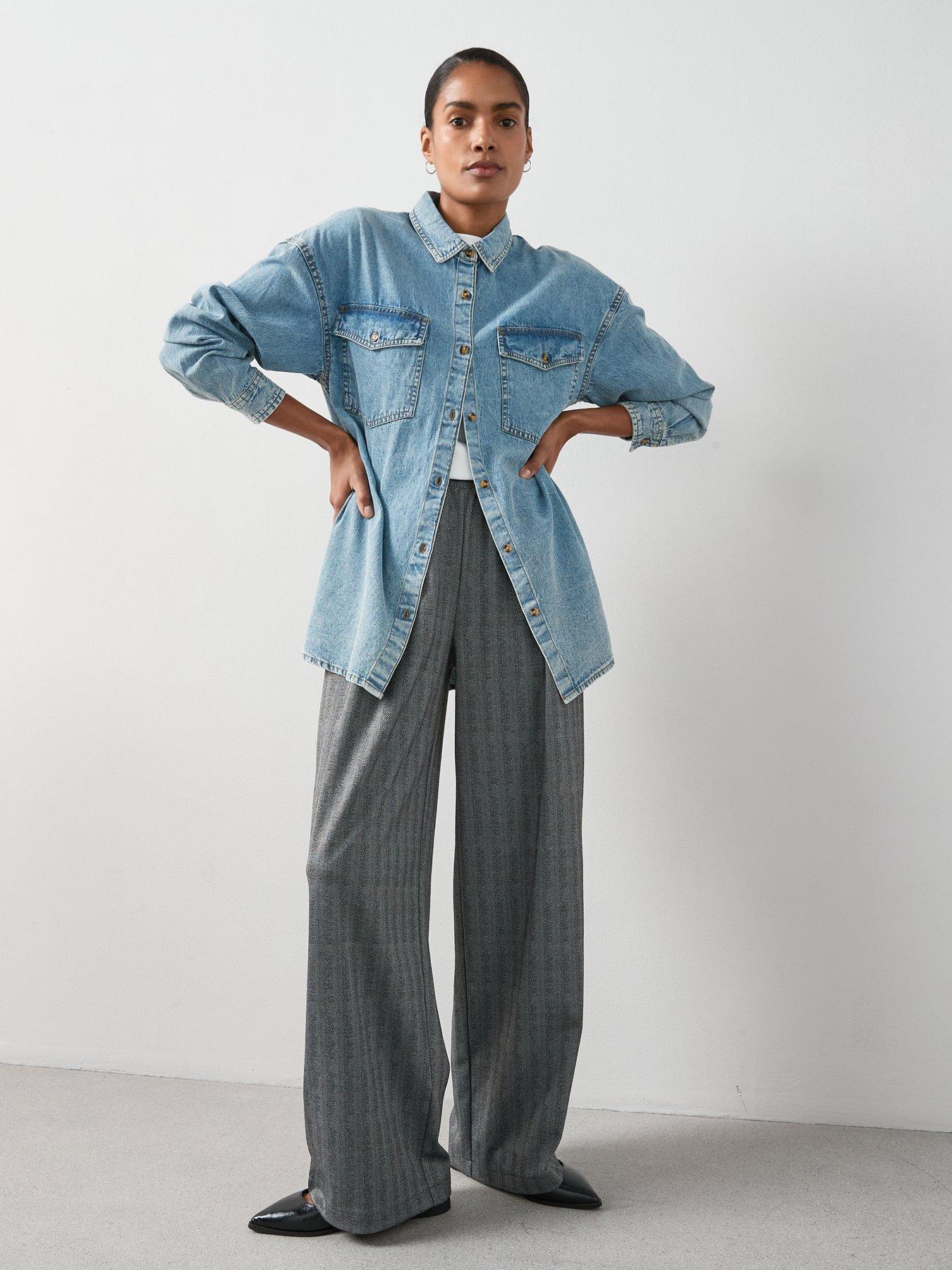 The Very Collection Longline Denim Shirt - Mid Wash | Littlewoods