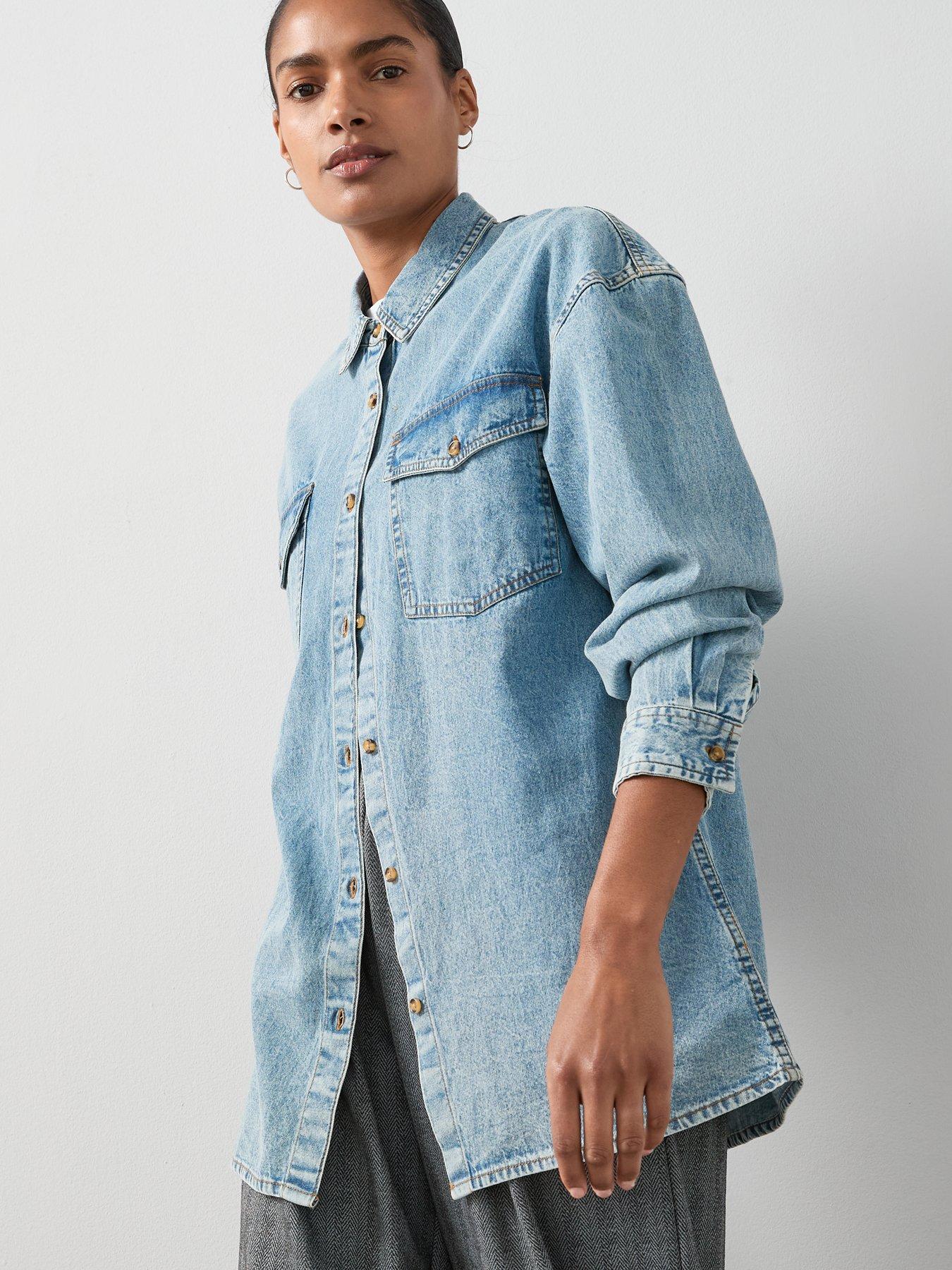 The Very Collection Longline Denim Shirt - Mid Wash | Littlewoods