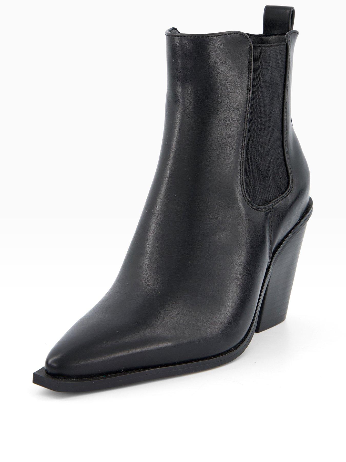 The Very Collection Wide Fit Western Boot With Elastic Gusset - Black ...