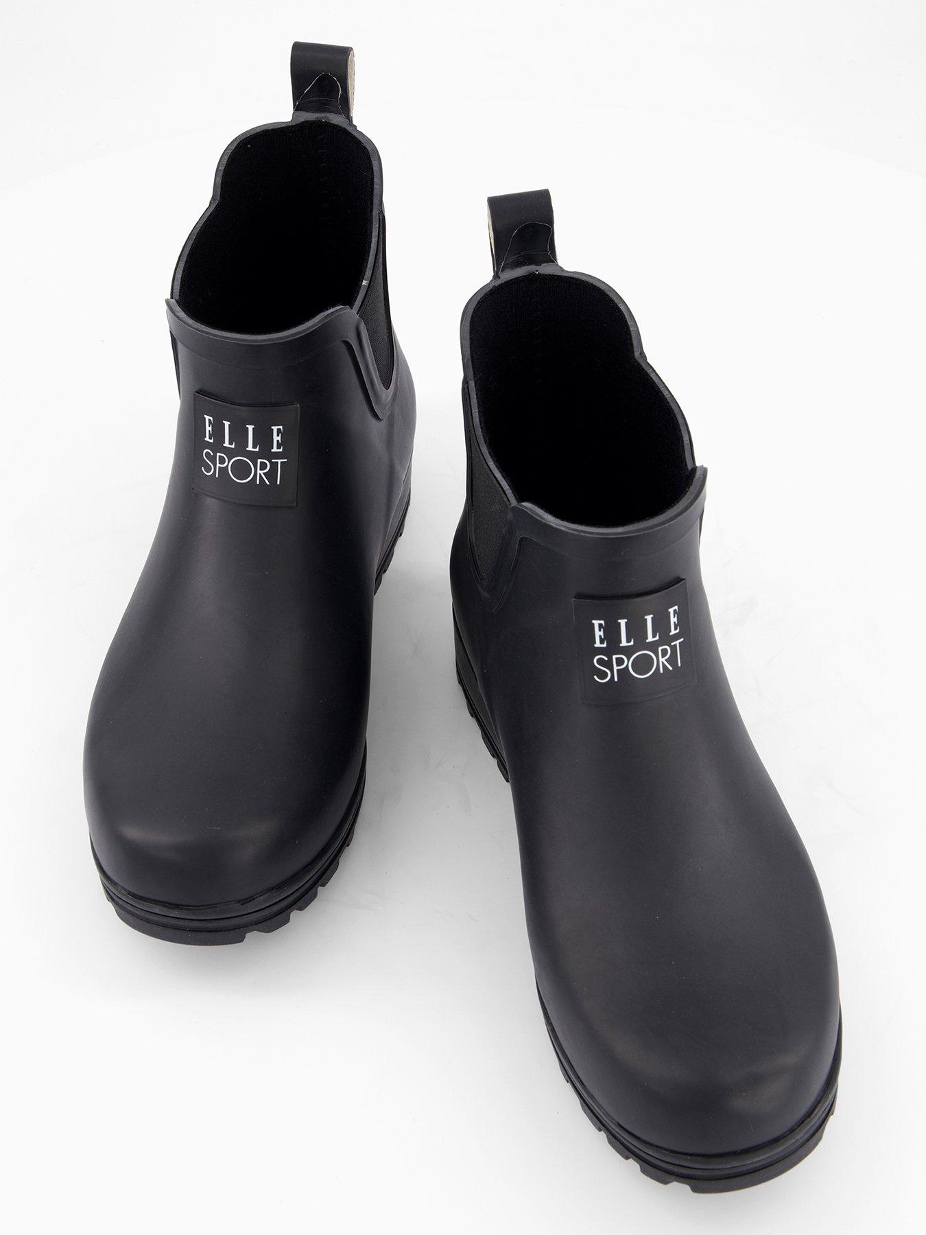 Elle Sport Wedge Ankle Wellington Boot - Black | Littlewoods