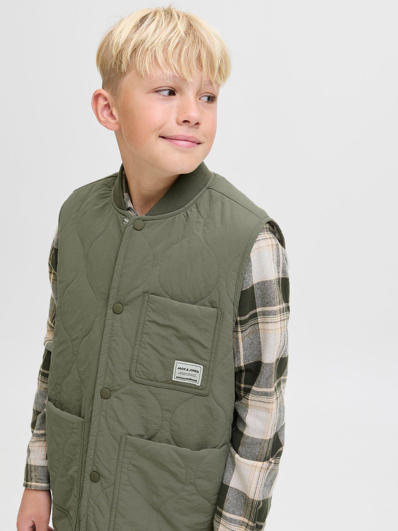 Jack & Jones Junior Boys Hero Liner Gilet - Dusty Olive | Littlewoods