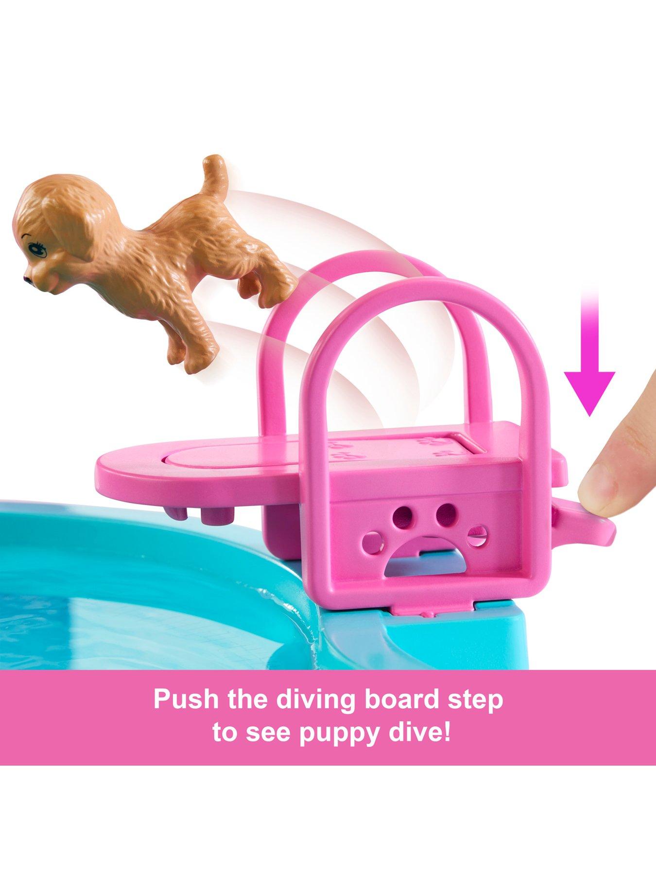 Barbie Dream Pool Playset with Slide & Bubbling Hot Tub, 20 ...