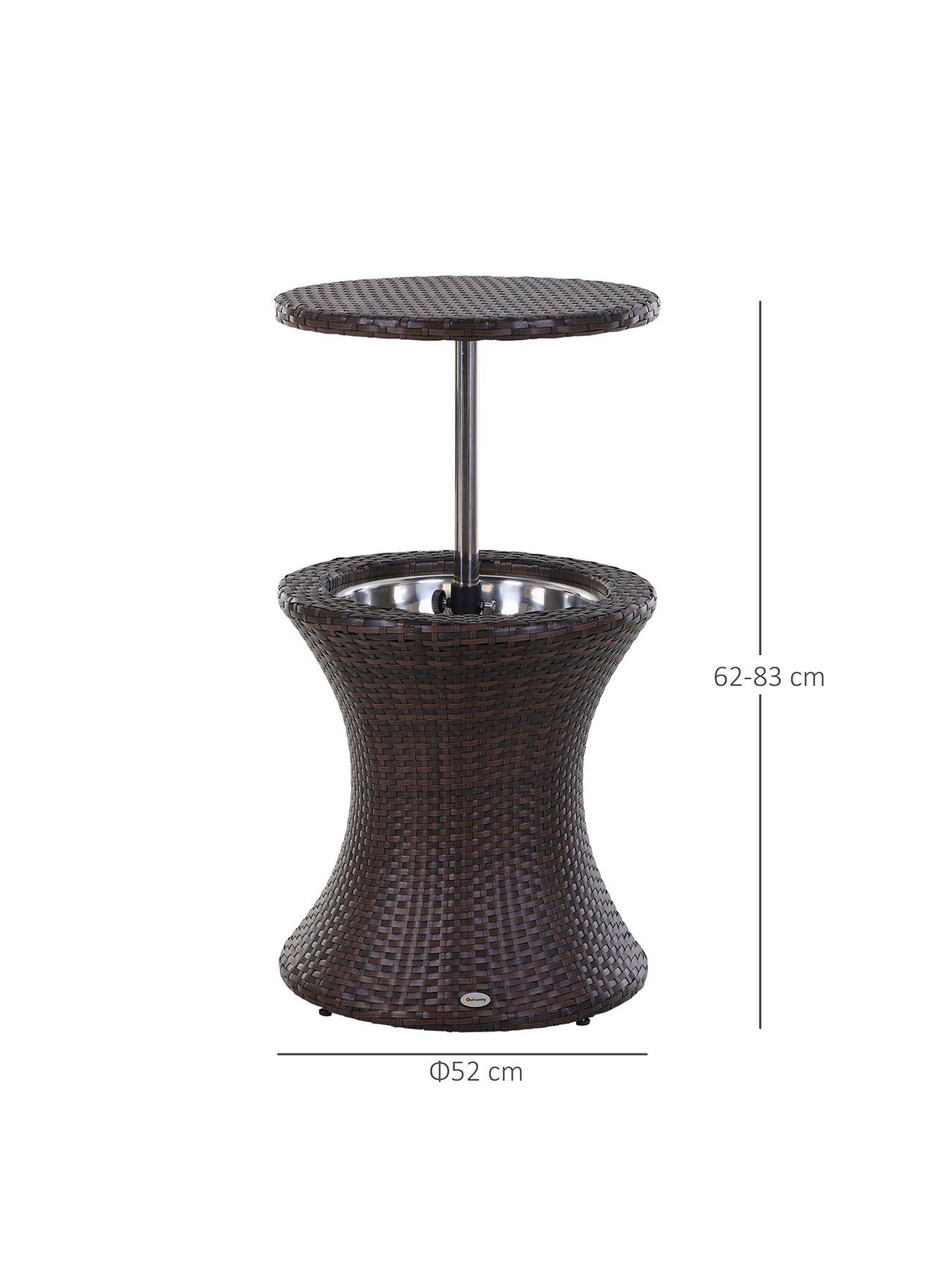 OutSunny PE Rattan Ice Bucket Table, Brown | Littlewoods