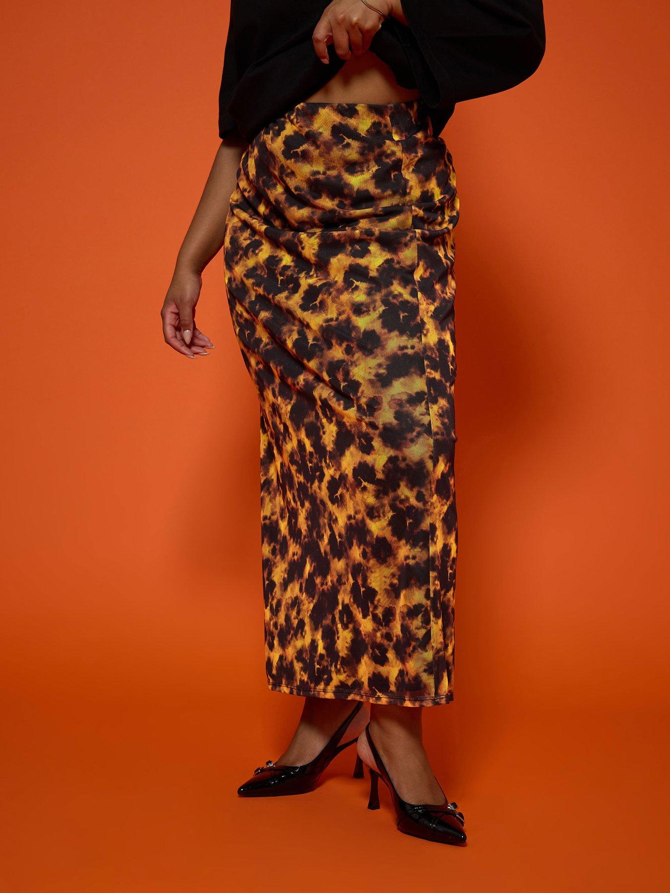 Yours Curve Tortoise Shell Mesh Skirt | Littlewoods