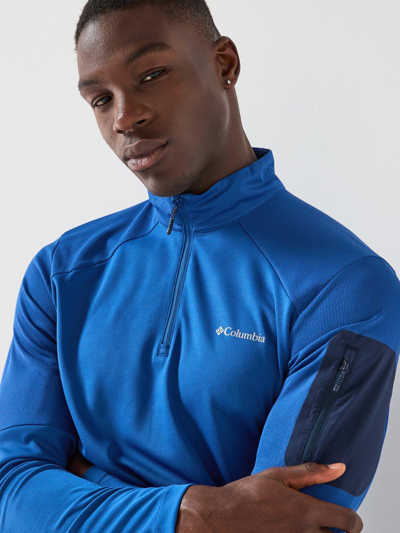 Columbia Mens Tech Knit 1/4 Zip Top - Blue | Littlewoods