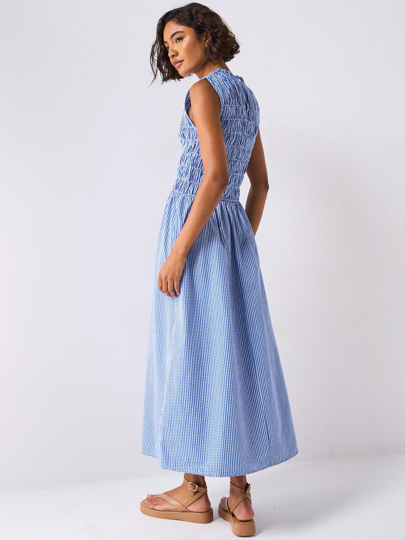 Only Tamari Smock Check Dress - Blue | Littlewoods