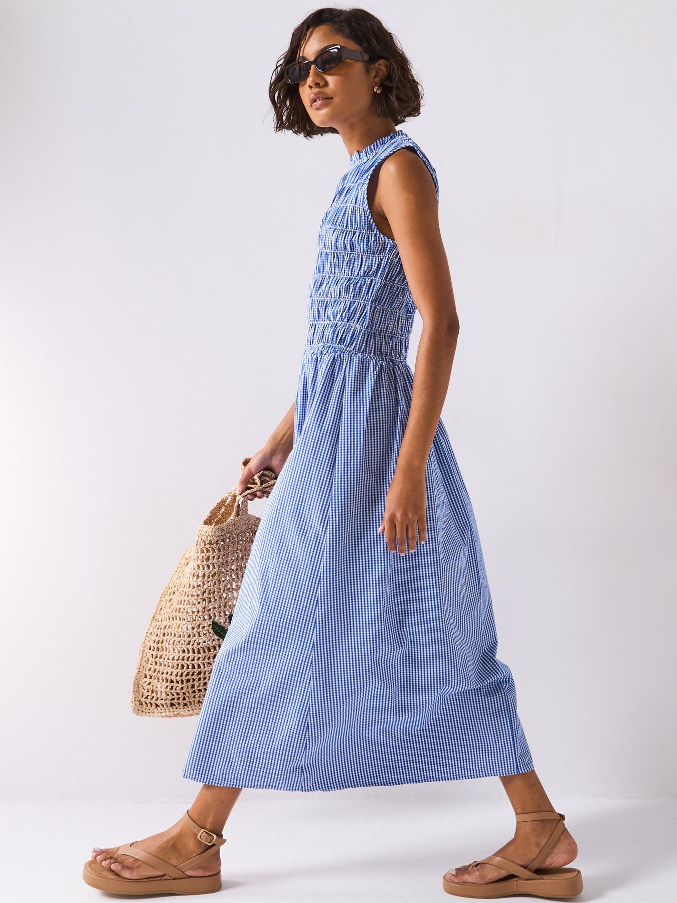 Only Tamari Smock Check Dress - Blue | Littlewoods