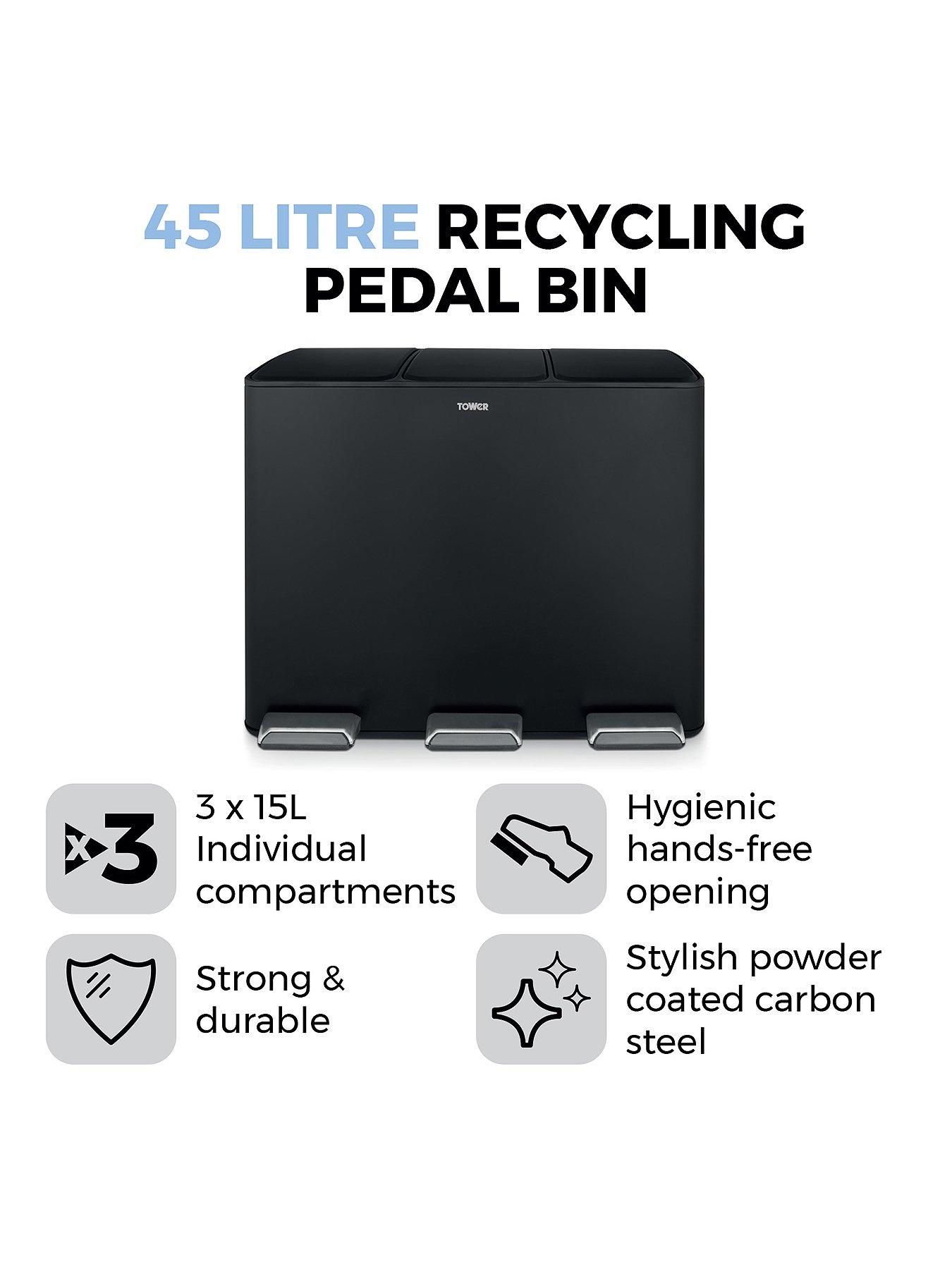 Tower 45l Recycling Pedal Bin | Littlewoods