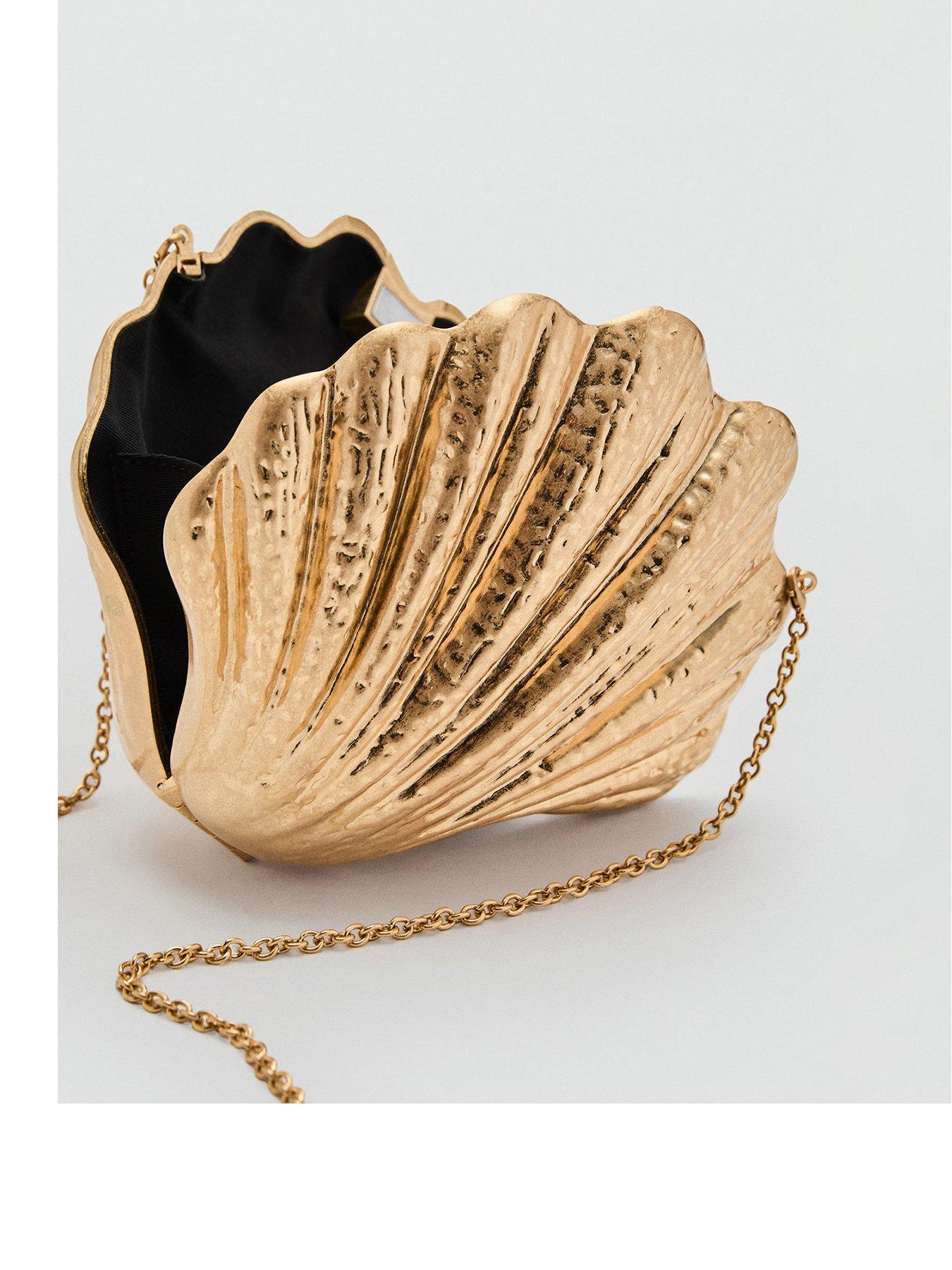 Mango Shell Design Clutch Bag - Gold | littlewoods.com