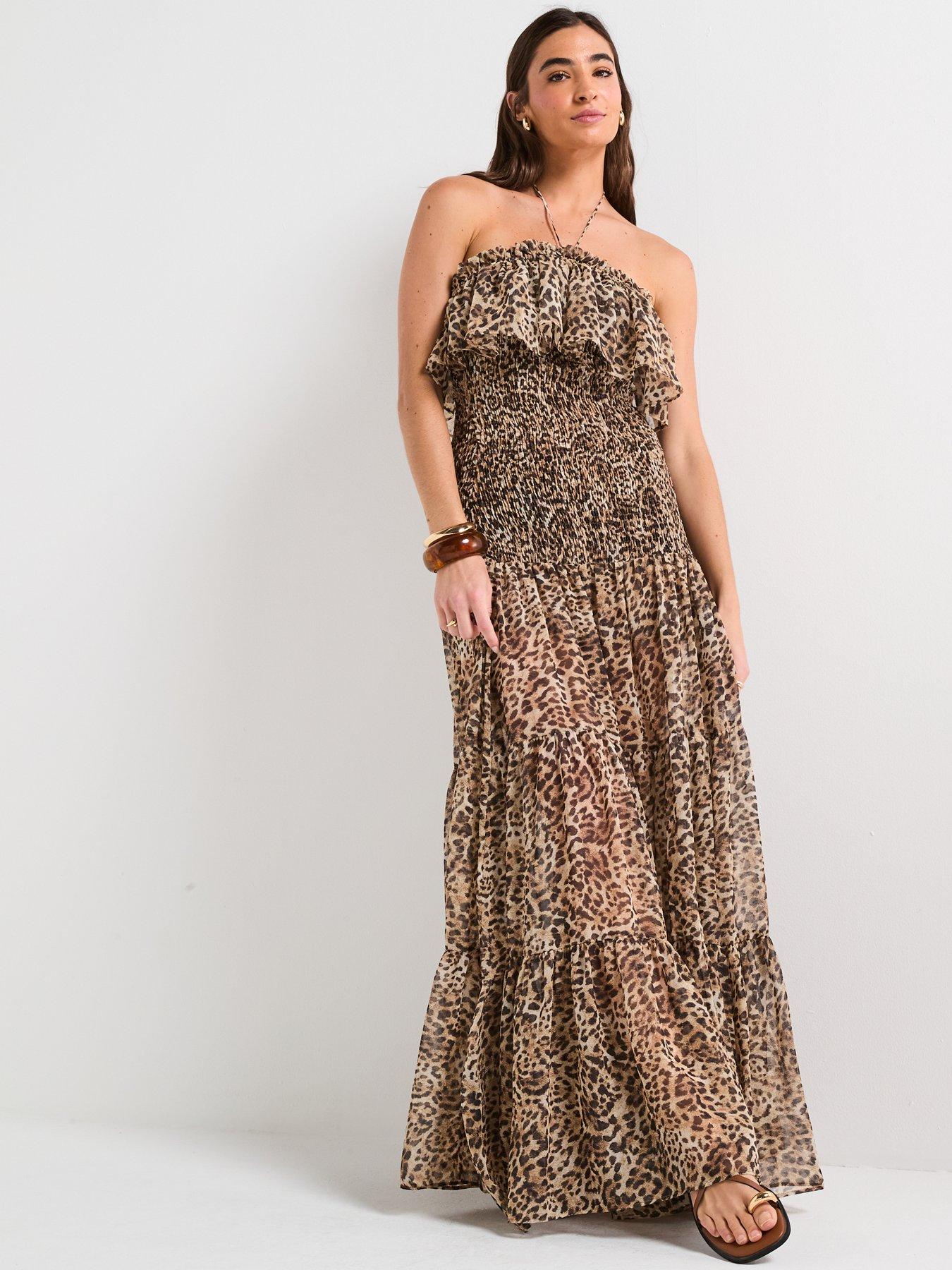 Mango Leopard Print Maxi Dress - Brown | Littlewoods