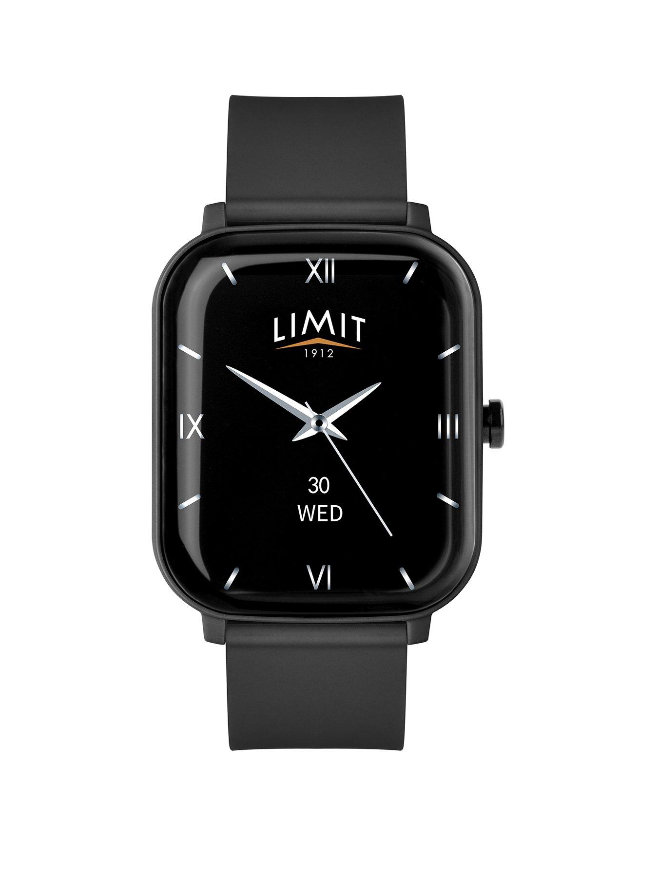 Limit 37mm Unisex Rectangular Black Smart Watch with Black Strap ...