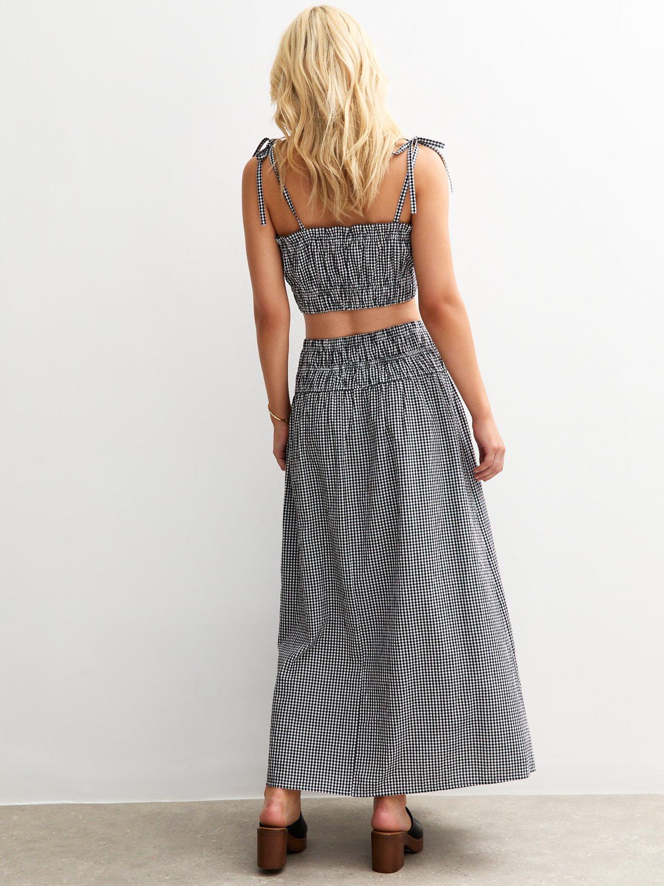 New Look Black Gingham Check Slit Hem Maxi Skirt | Littlewoods