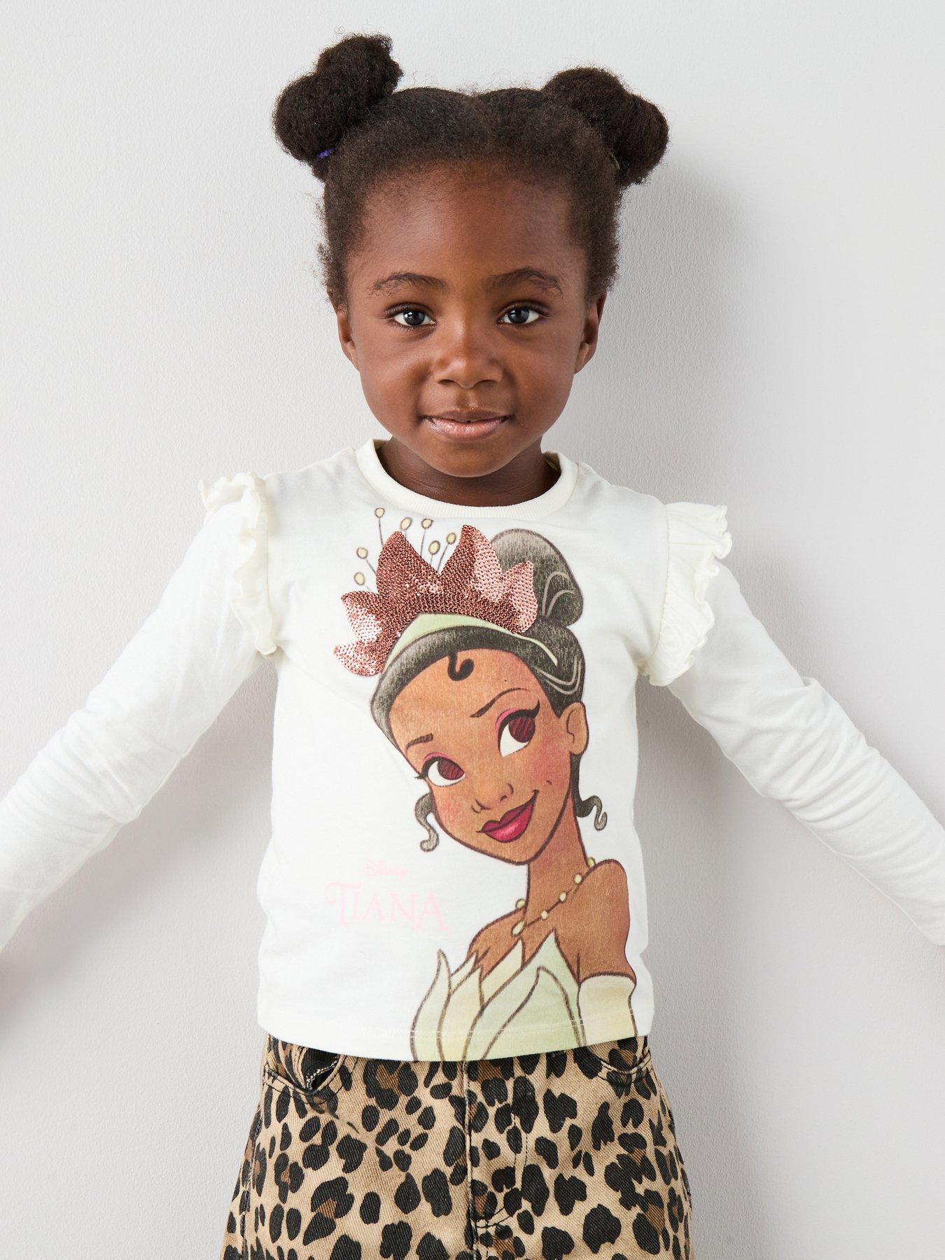 Disney Princess Tiana Princess Frill Sleeve T-Shirt - Cream | Littlewoods