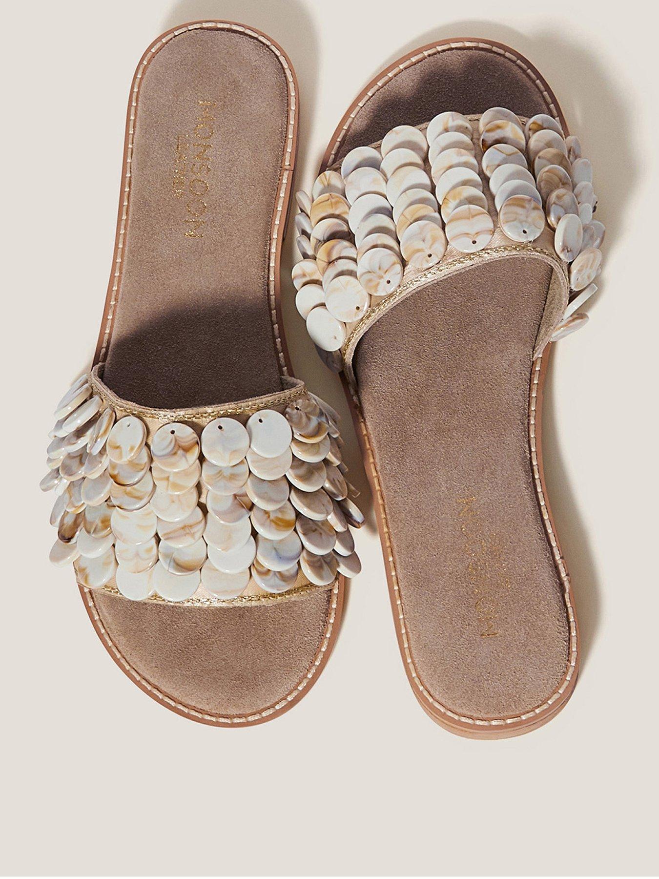 Monsoon Sacha Shell Sandals - Cream | Littlewoods