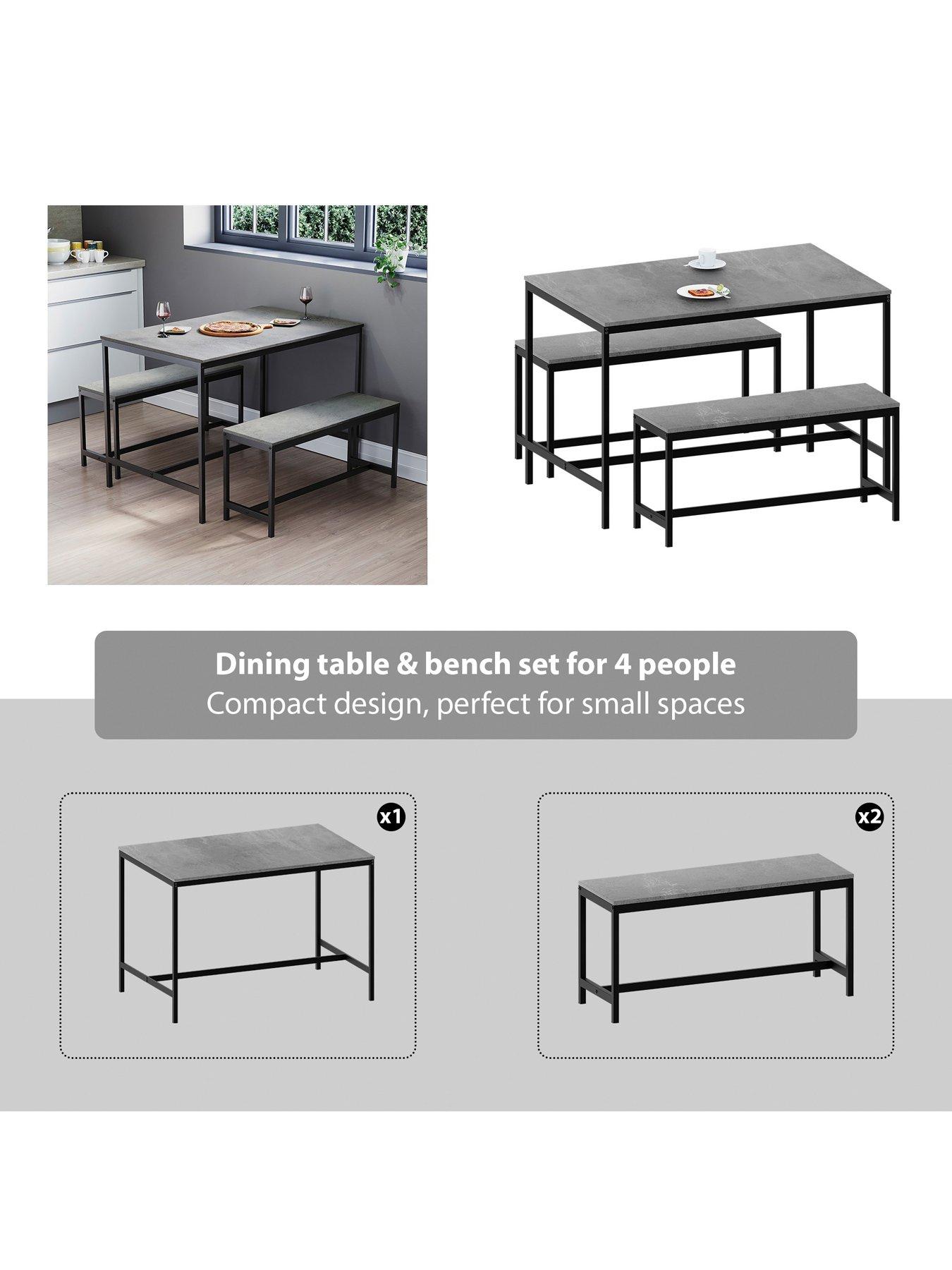 Vida Designs Roslyn 4 Seater Dining Table With Bench Set | Littlewoods