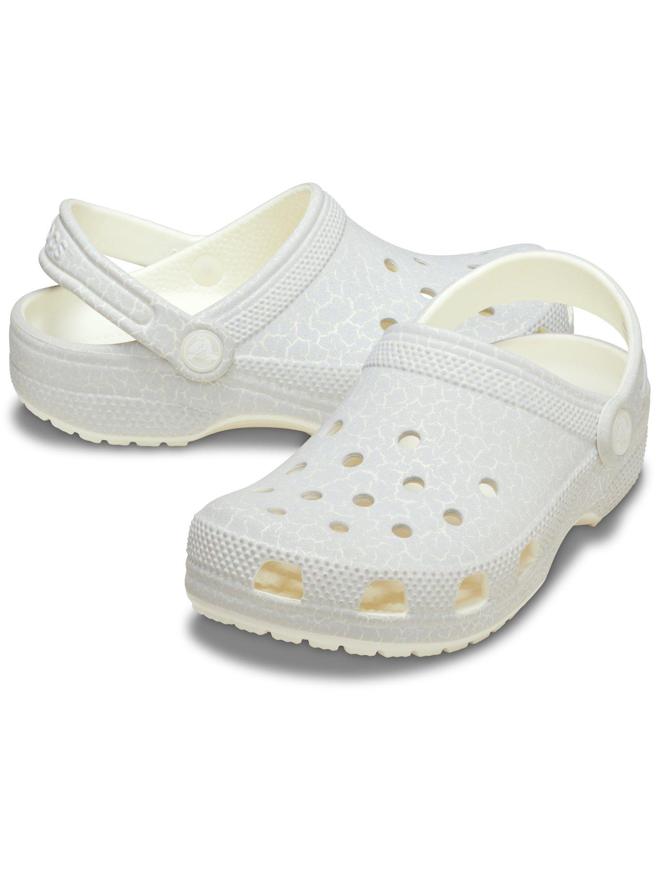 Crocs Infant / Junior Classic Glow Crackle Clogs - White | Littlewoods
