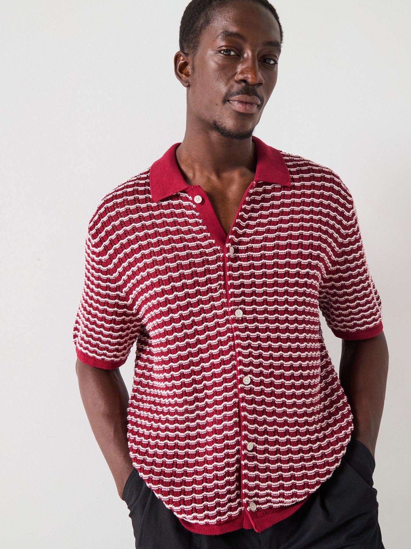 Jack & Jones Dia Short Sleeve Knitted Polo Shirt - Dark Red | Littlewoods