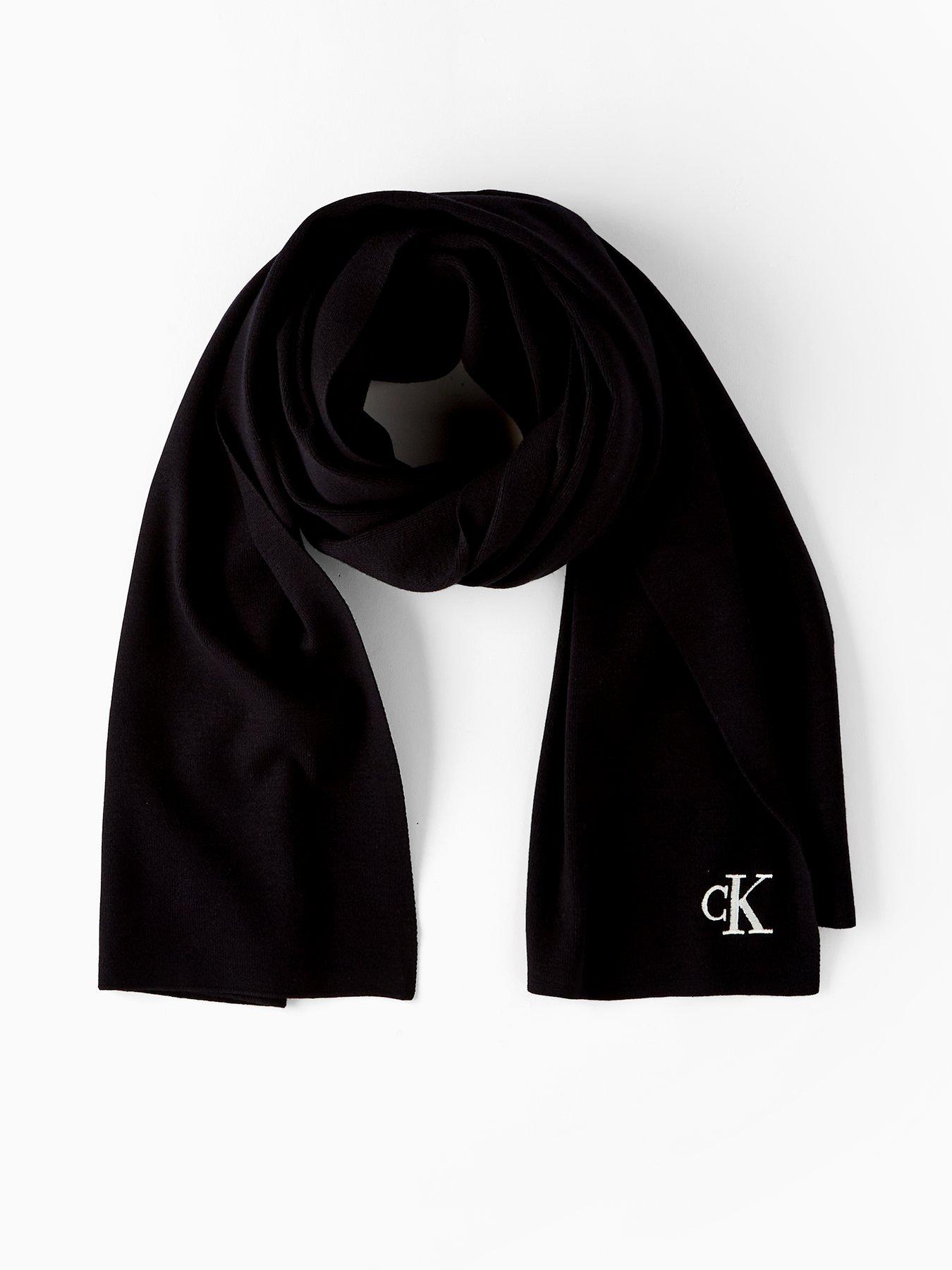 Calvin Klein Ck Signature Logo Fine Rib Scarf - Black | Littlewoods