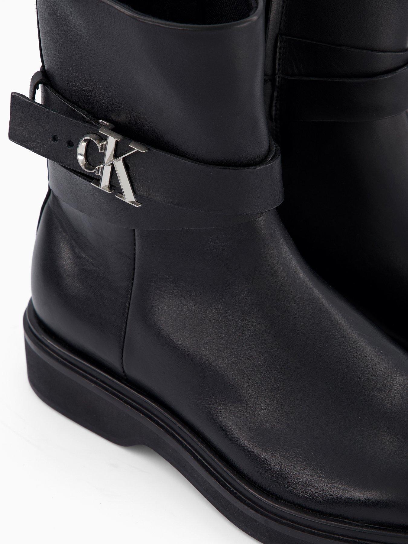 Calvin Klein Metal Logo Ankle Boot - Black | Littlewoods