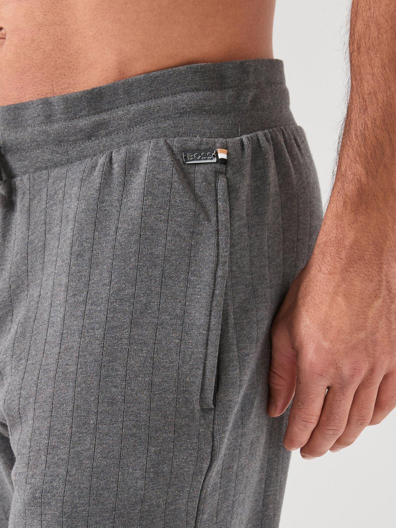 BOSS Bodywear Heritage Soft Self Stripe Cuff Pants - Grey | Littlewoods