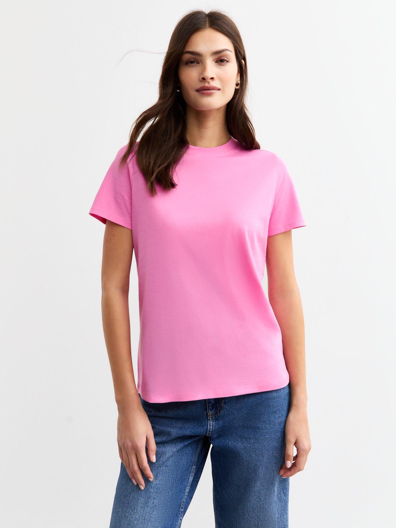 New Look Bright Pink Short Sleeve Crew Neck T-shirt | Littlewoods