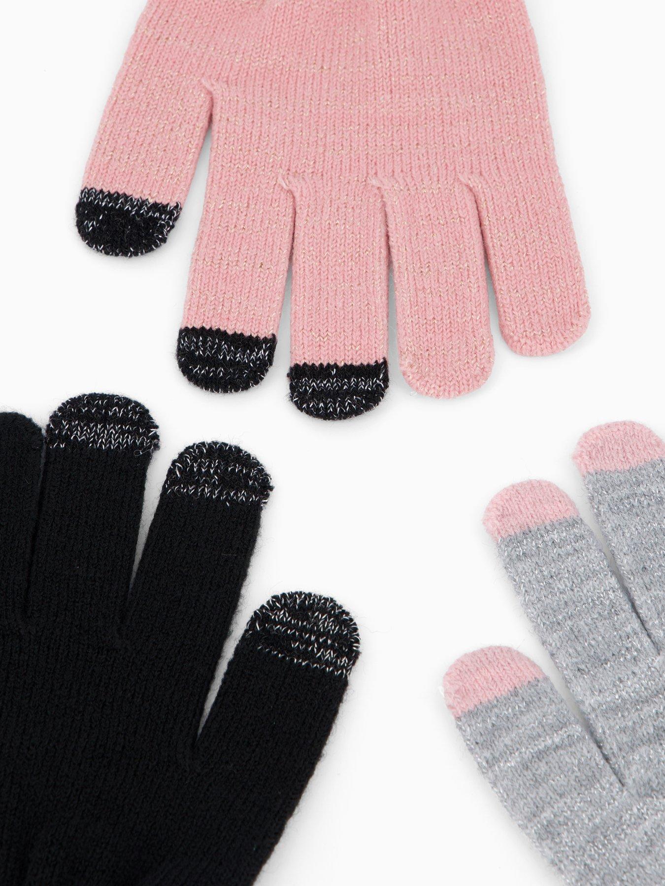 The Very Collection 3 Pack Girls Lurex Magic Gloves - Pink | Littlewoods