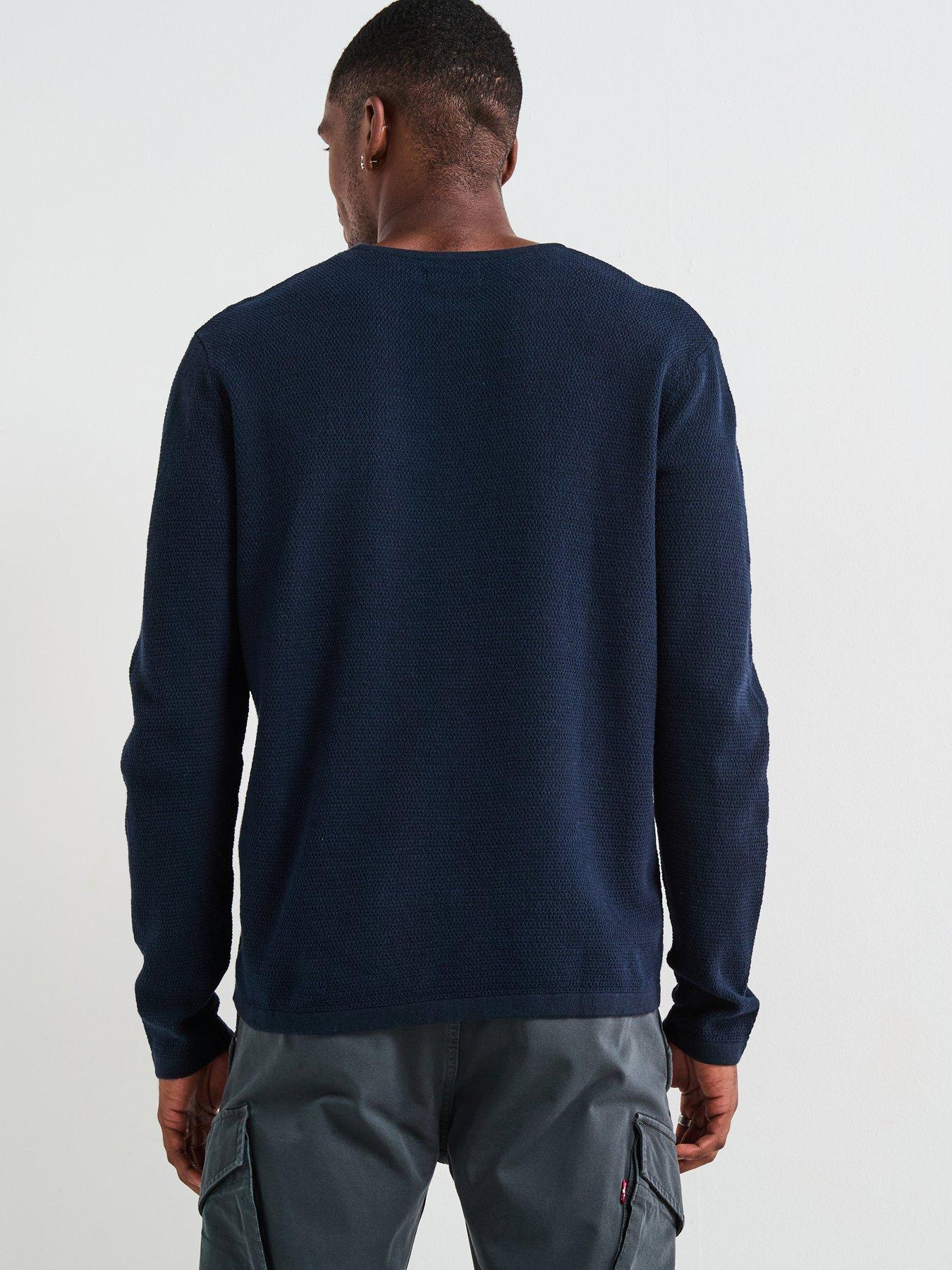 Jack & Jones George Textured Crew Knitted Jumper - Navy | Littlewoods