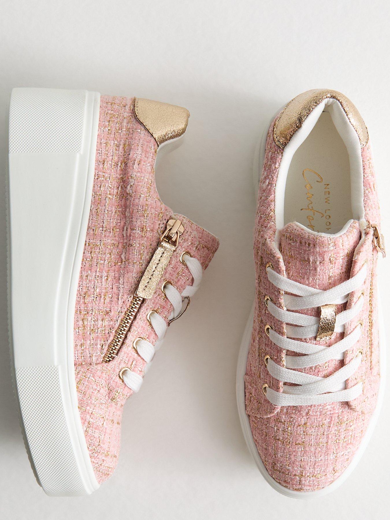 New Look Pink Boucle Flatform Trainers | Littlewoods