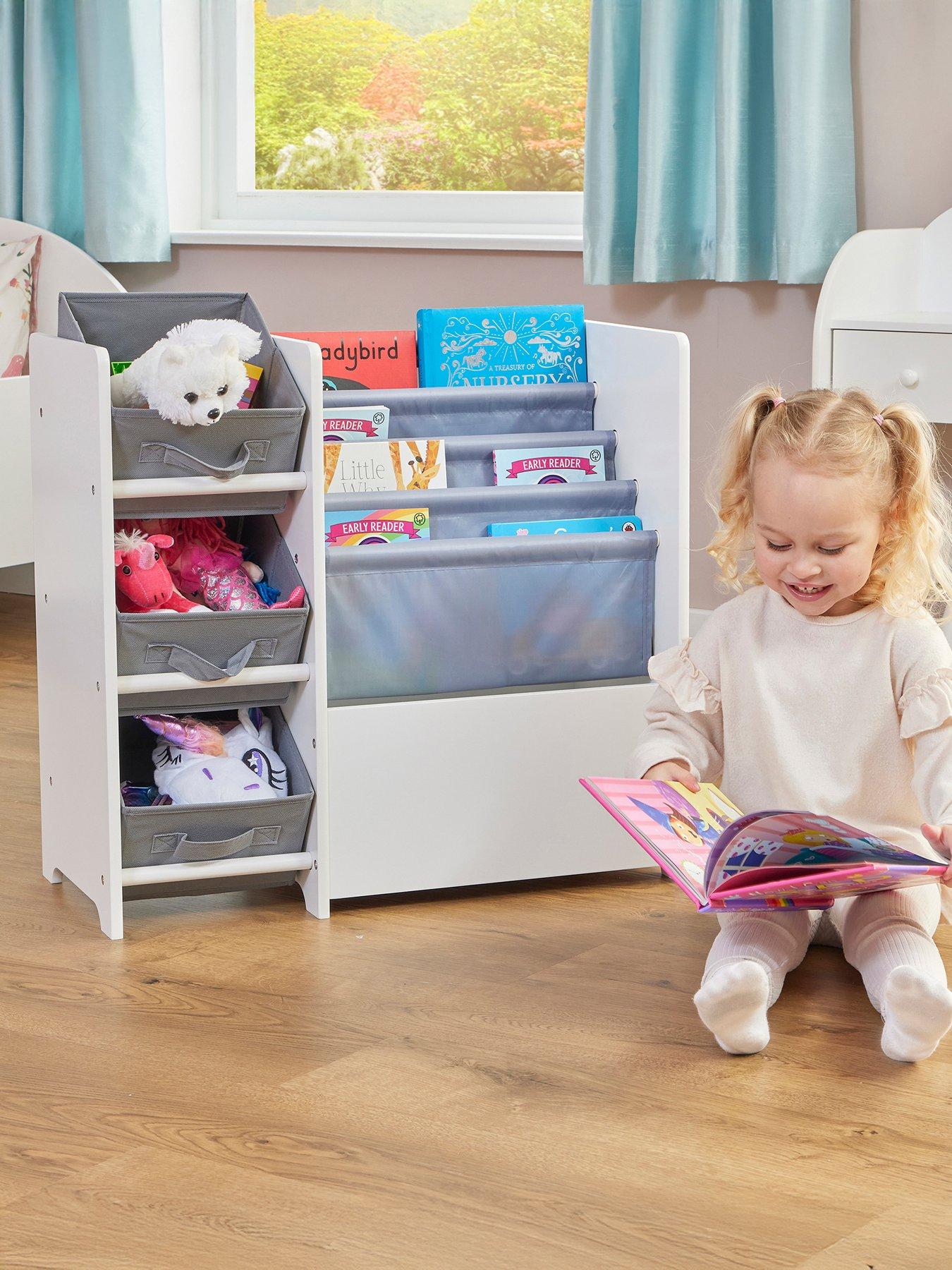Liberty House White Book Display With Fabric Storage Boxes | Littlewoods