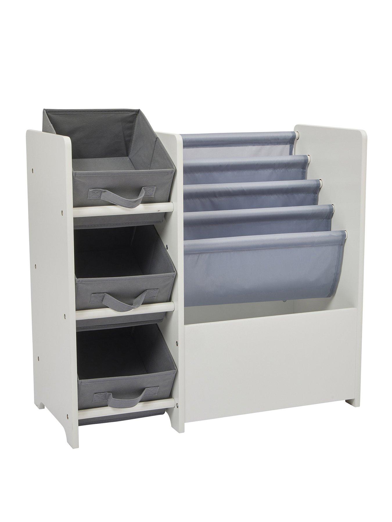 Liberty House White Book Display With Fabric Storage Boxes | Littlewoods
