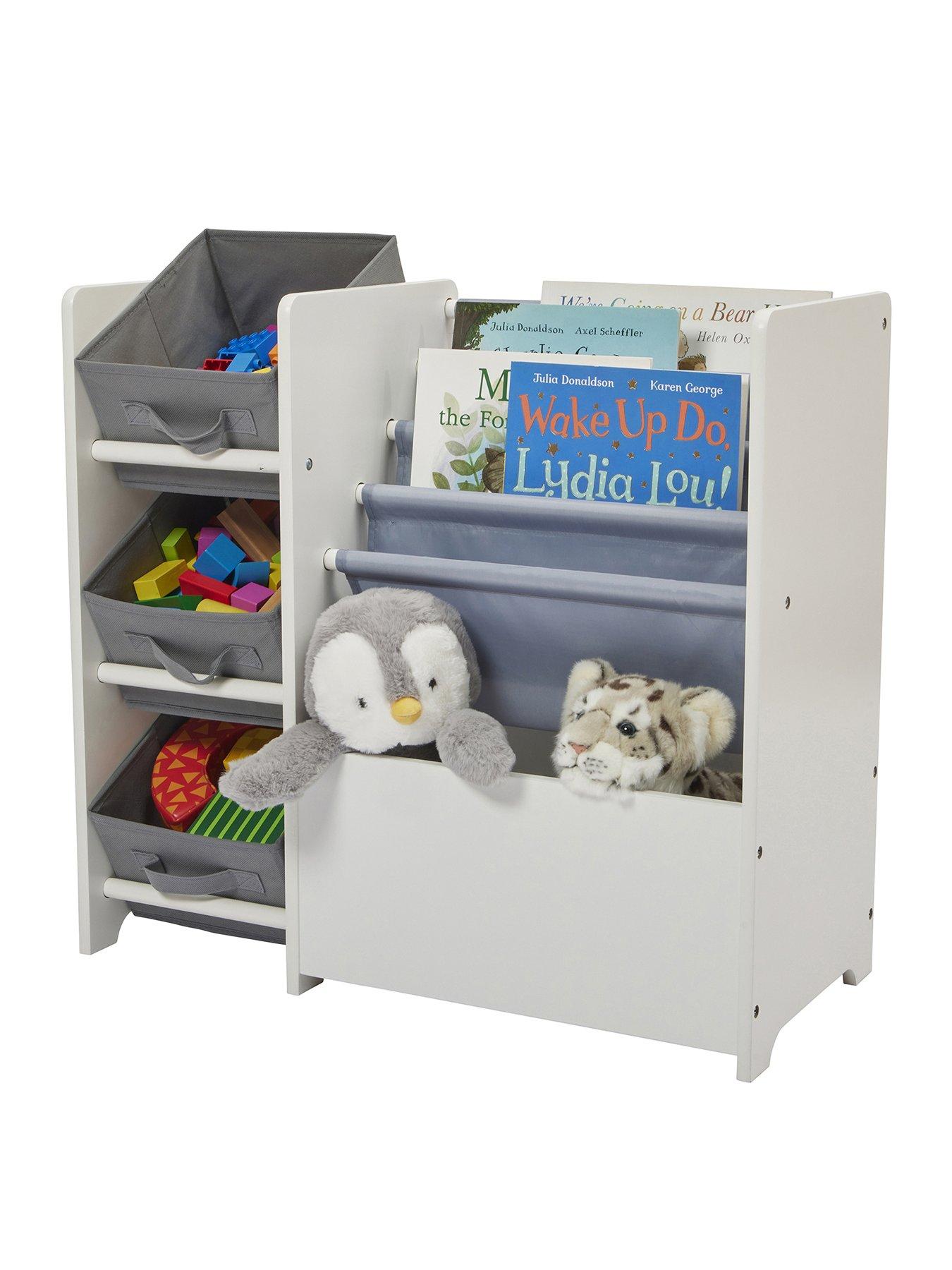 Liberty House White Book Display With Fabric Storage Boxes | Littlewoods
