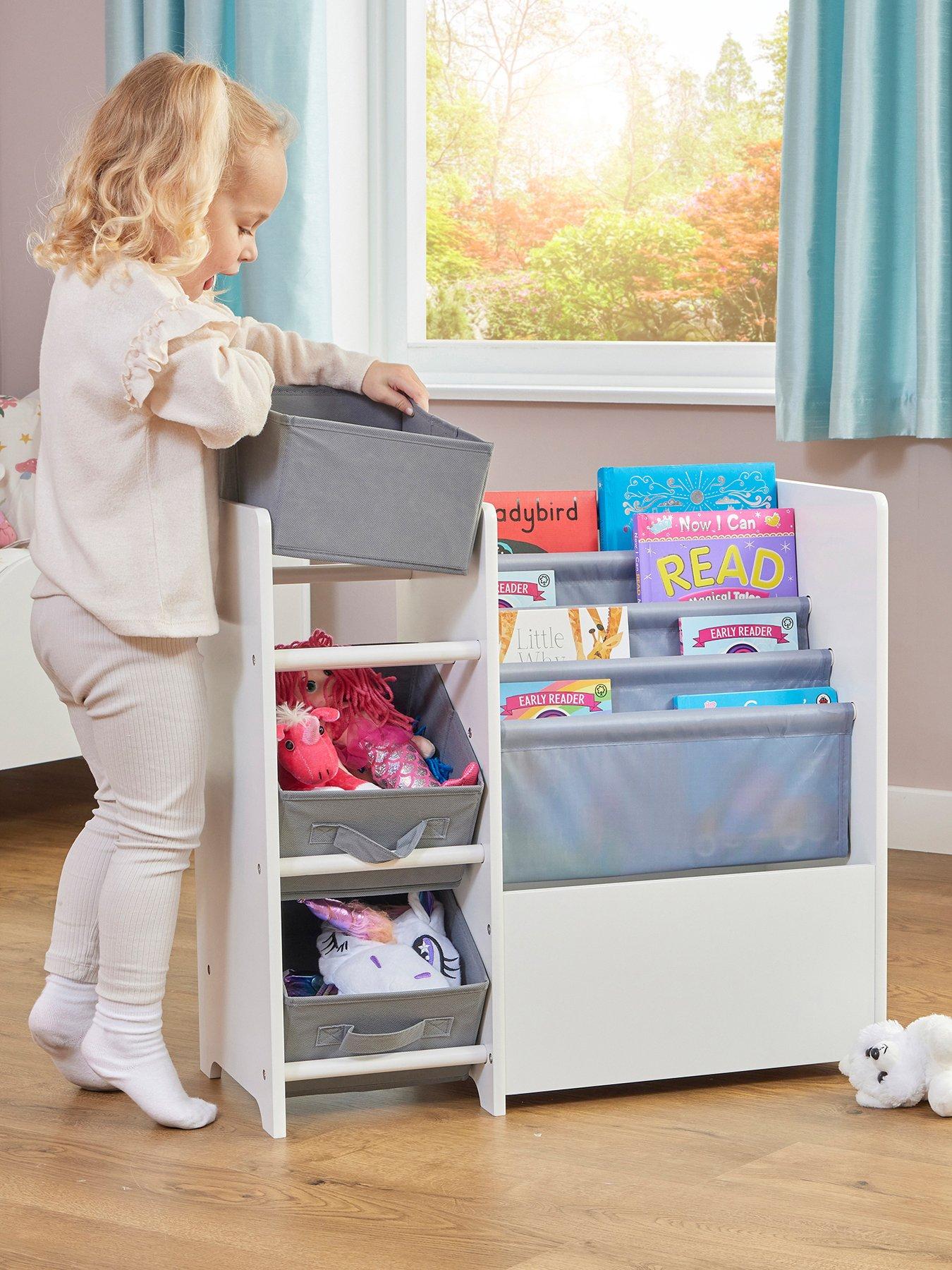 Liberty House White Book Display With Fabric Storage Boxes | Littlewoods