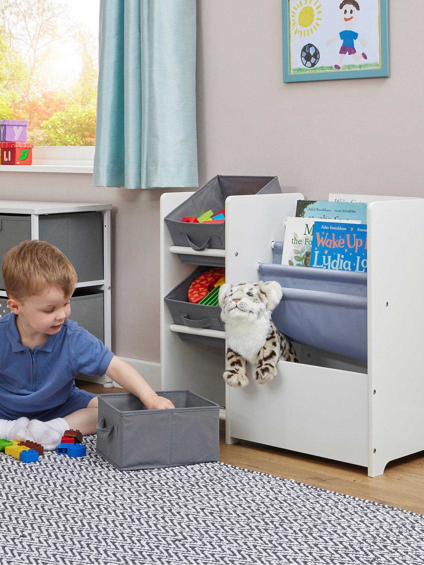 Liberty House White Book Display With Fabric Storage Boxes | Littlewoods
