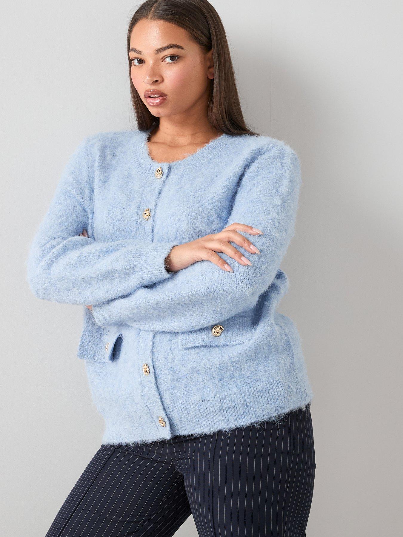 The Very Collection Curve Fluffy Cardigan - Light Blue | Littlewoods
