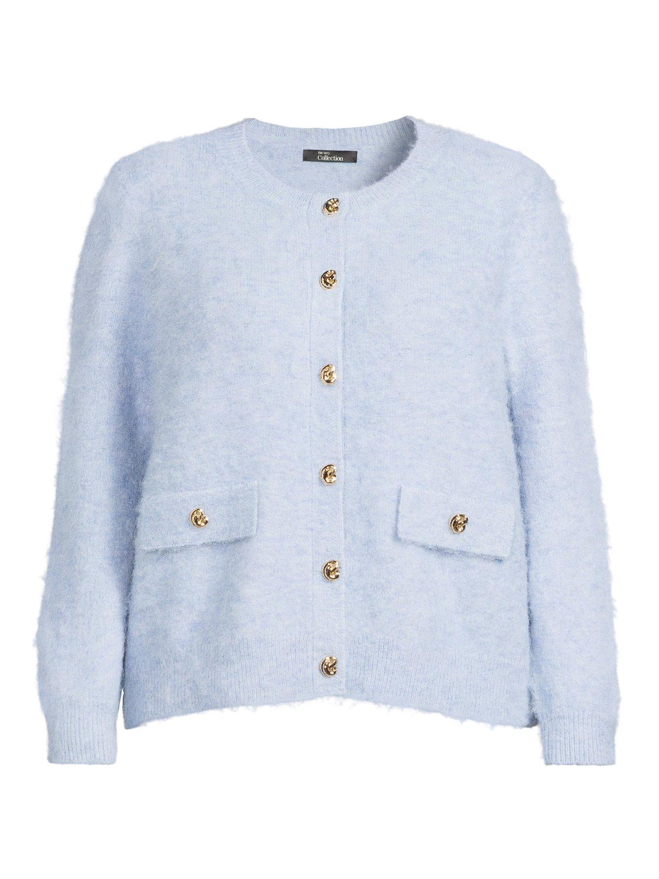 The Very Collection Curve Fluffy Cardigan - Light Blue | Littlewoods