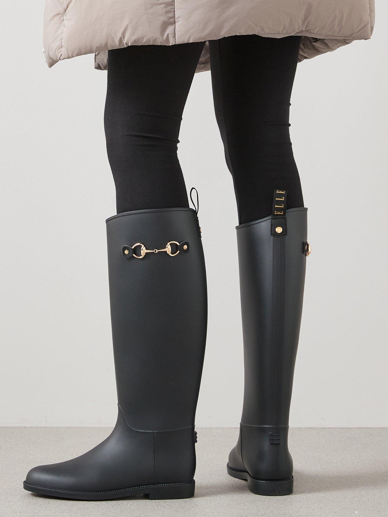 Elle Sport Knee High Riding Wellington Boot - Black | Littlewoods
