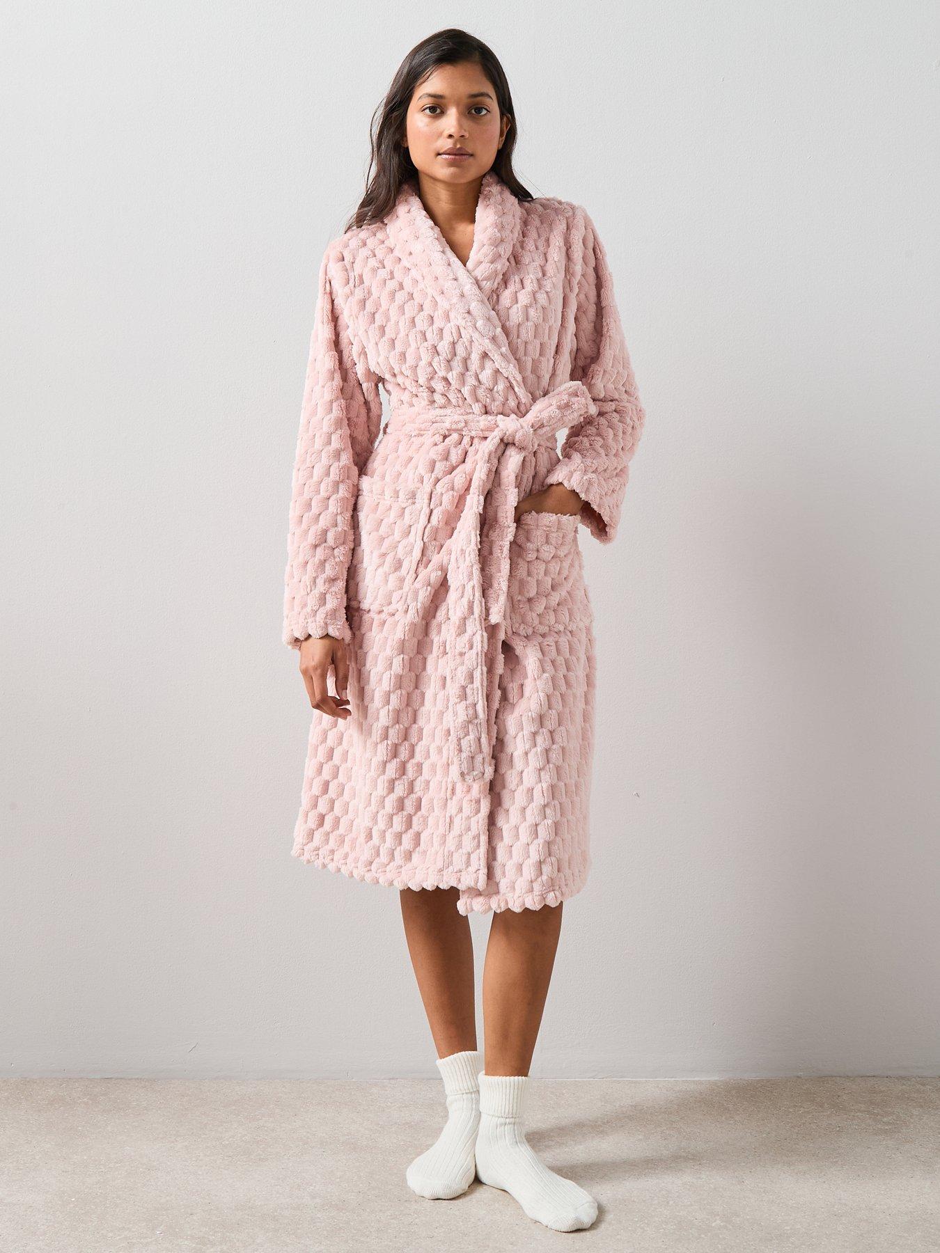 The Very Collection Soft Touch Textured Robe - Pink | Littlewoods
