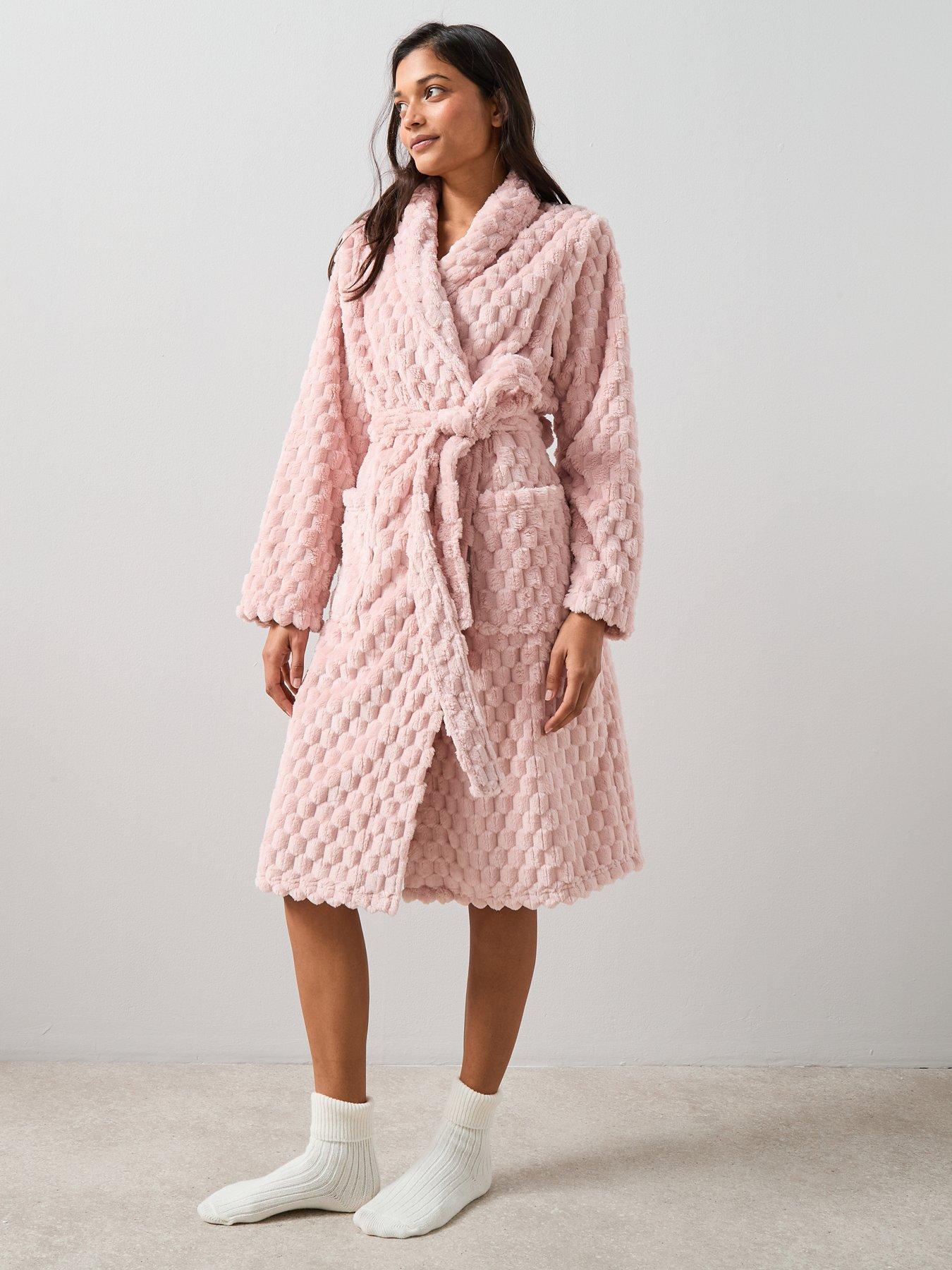 The Very Collection Soft Touch Textured Robe - Pink | Littlewoods