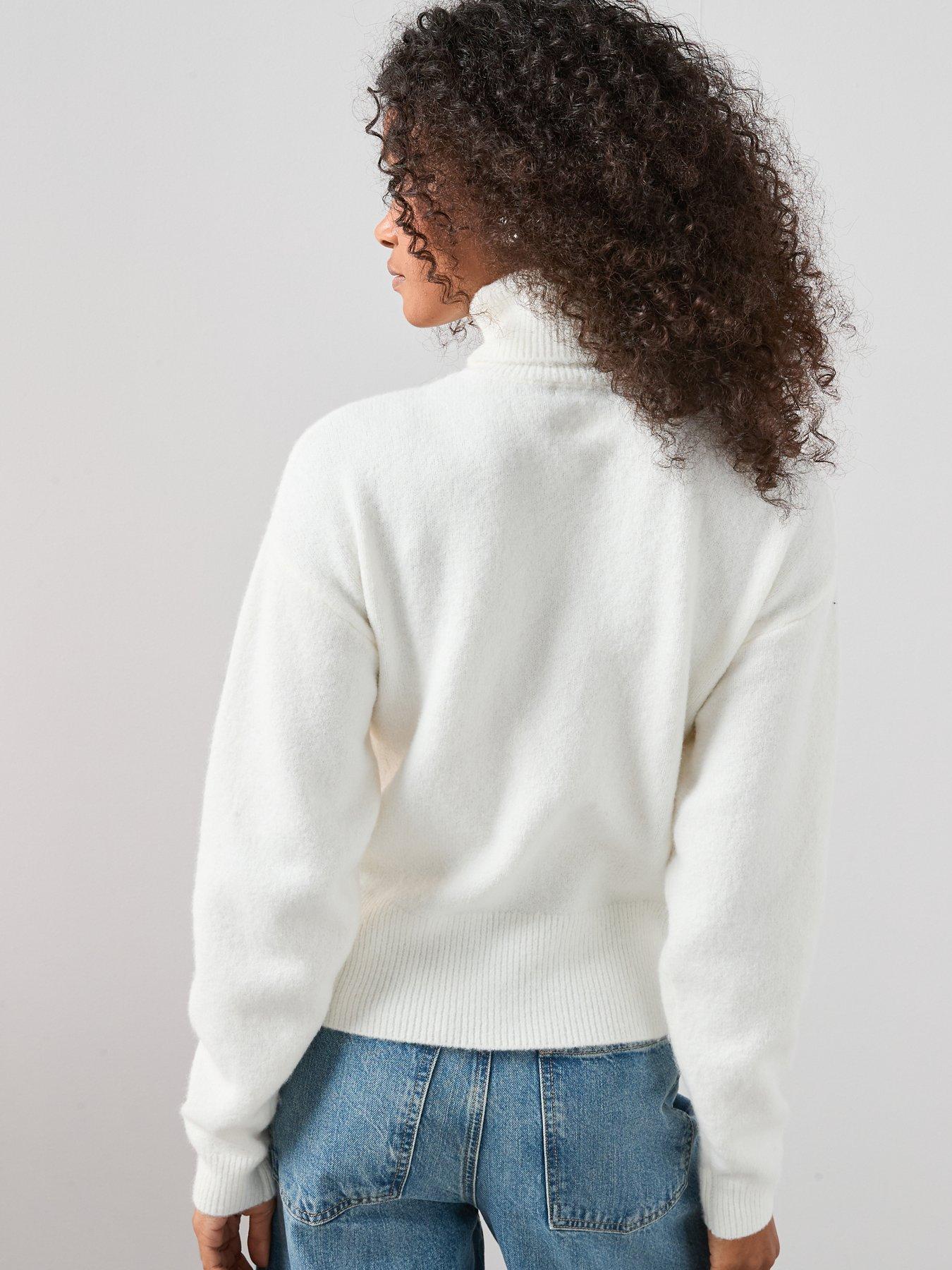 The Very Collection Roll Neck Embellished Jumper With Wool - Cream ...