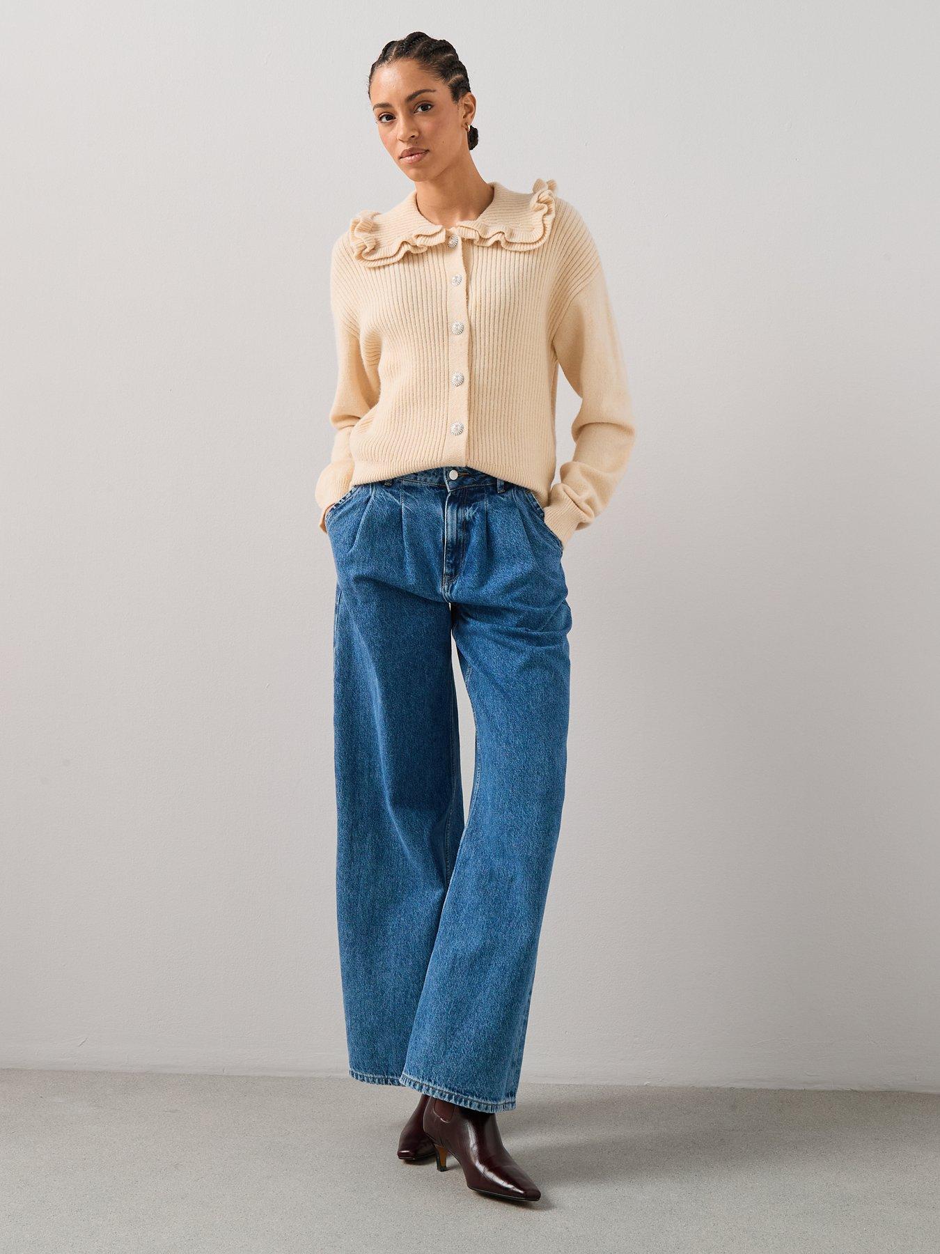 The Very Collection Frill Collared Cardigan With Wool - Cream | Littlewoods
