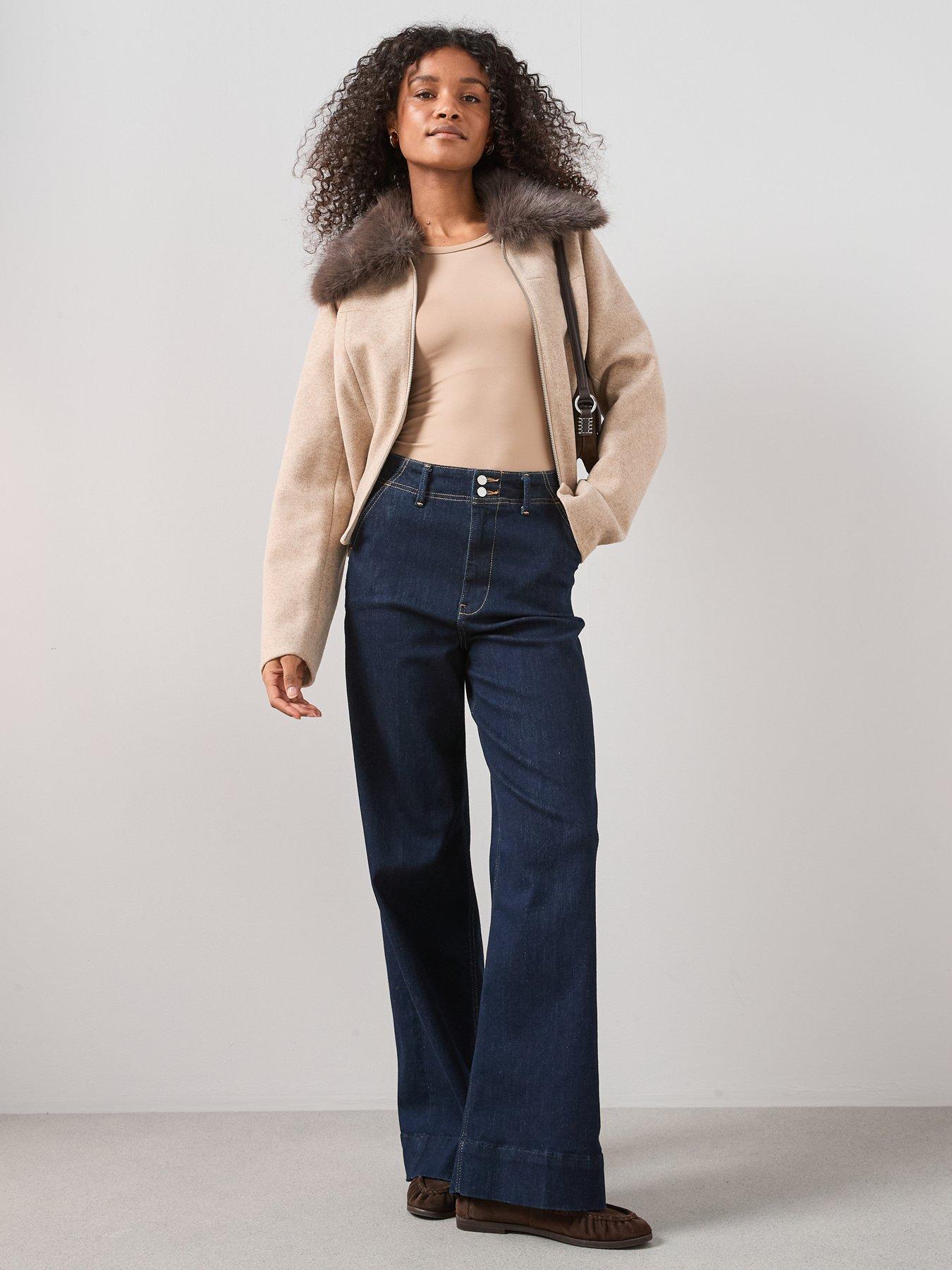 The Very Collection Faux Wool Harrington Jacket With Faux Fur Collar ...